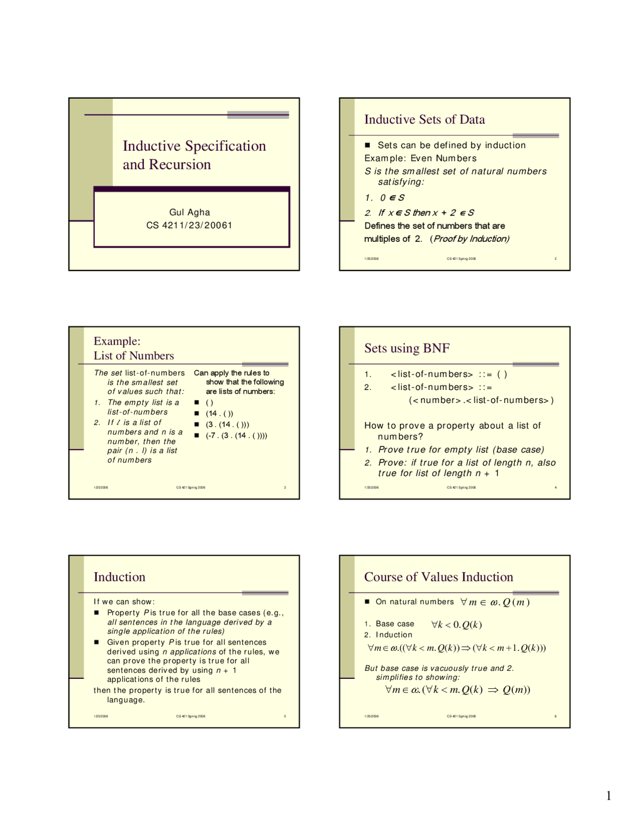 Inductive Specification And Recursion Set Of Data Lecture Slides