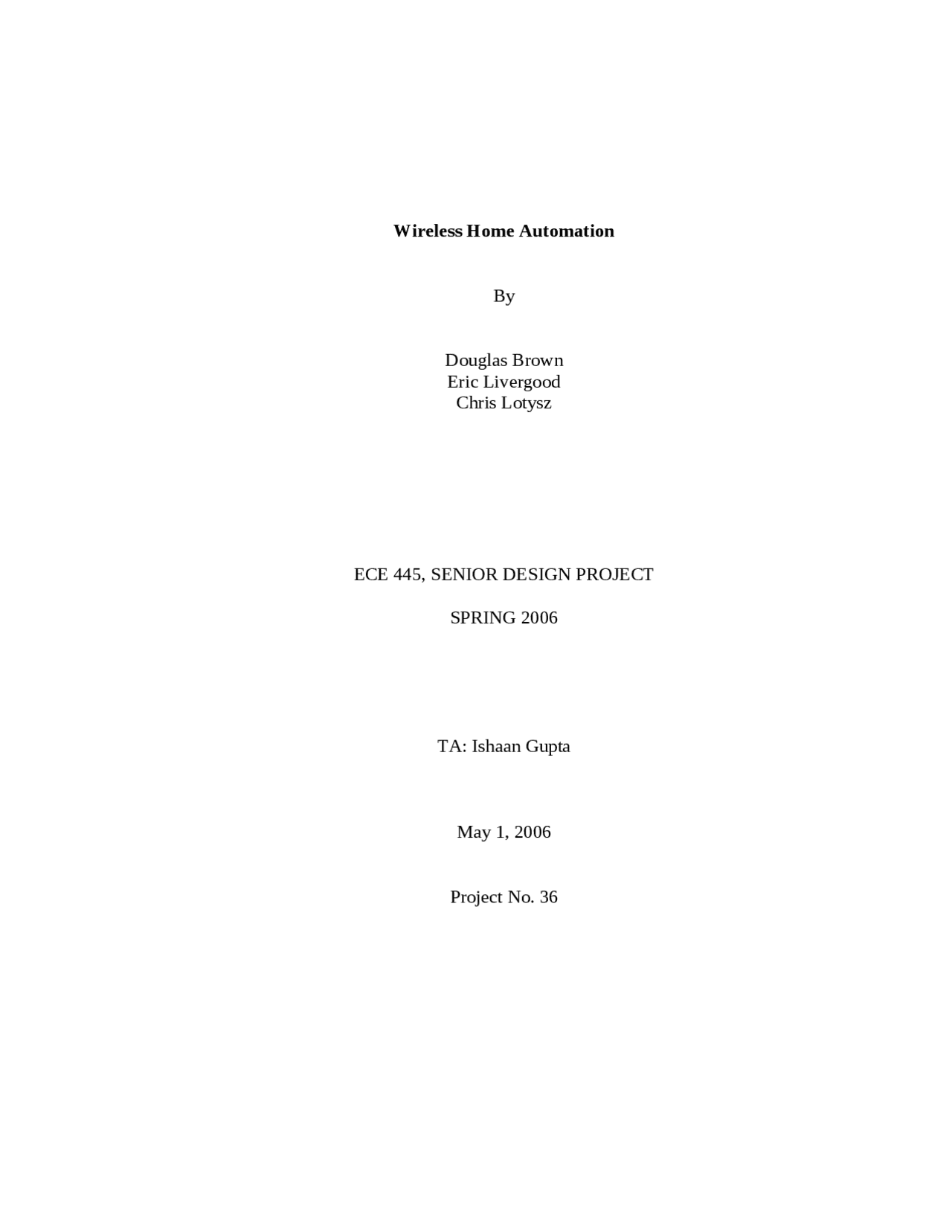 Project Report Wireless Home Automation Senior Design Ece 445 Docsity