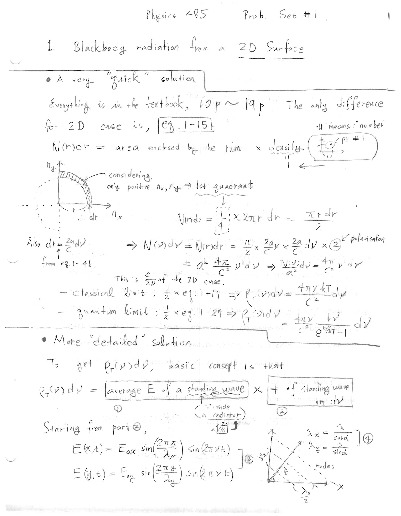 Blackbody Radiation for 2D Surface - Problem Set 1 with Resolution ...