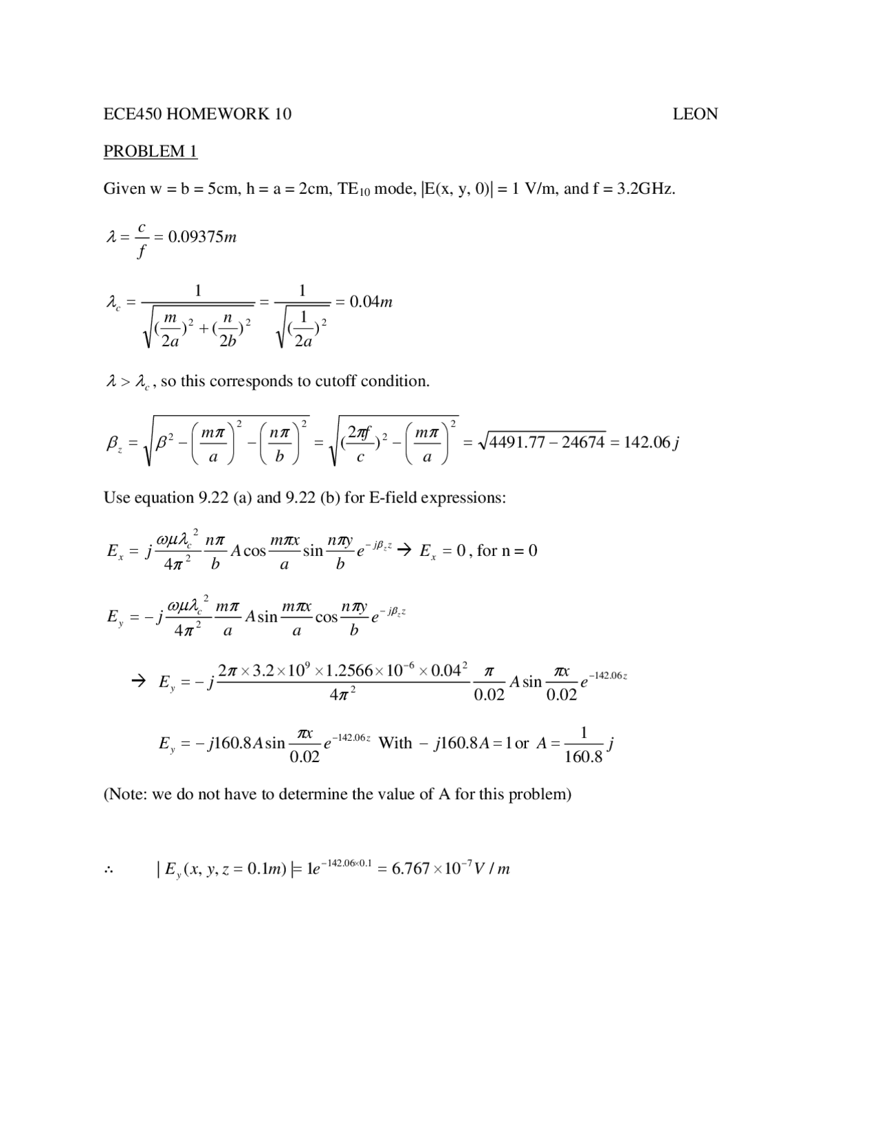Homework 10 Practice Problems On Lines Fields And Waves Ece 450