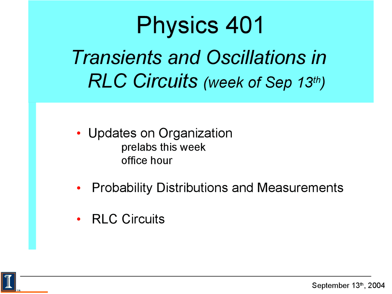 Transients And Oscillations In Rlc Circuits Lecture Slides Phys 401