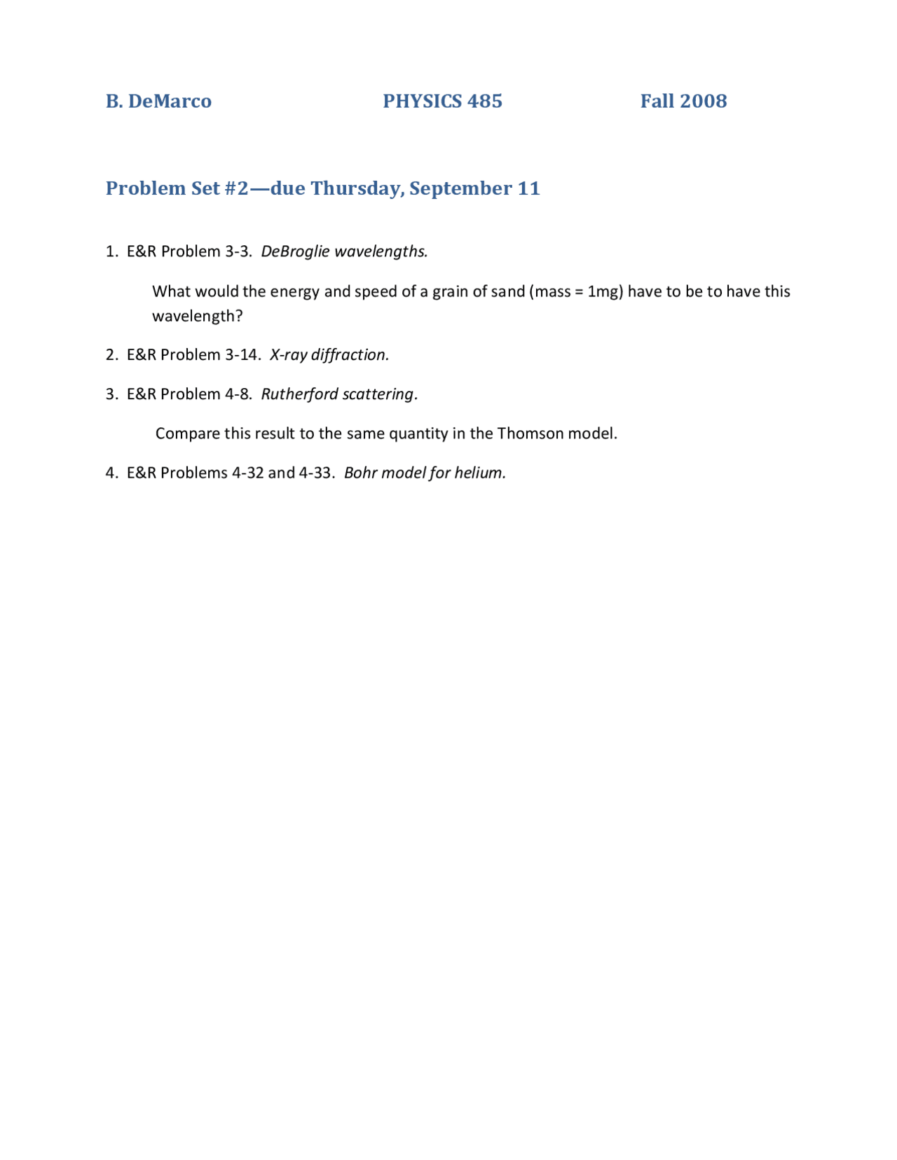 4 Problems on the X ray Diffraction - Assignment 2 | PHYS 485 - Docsity