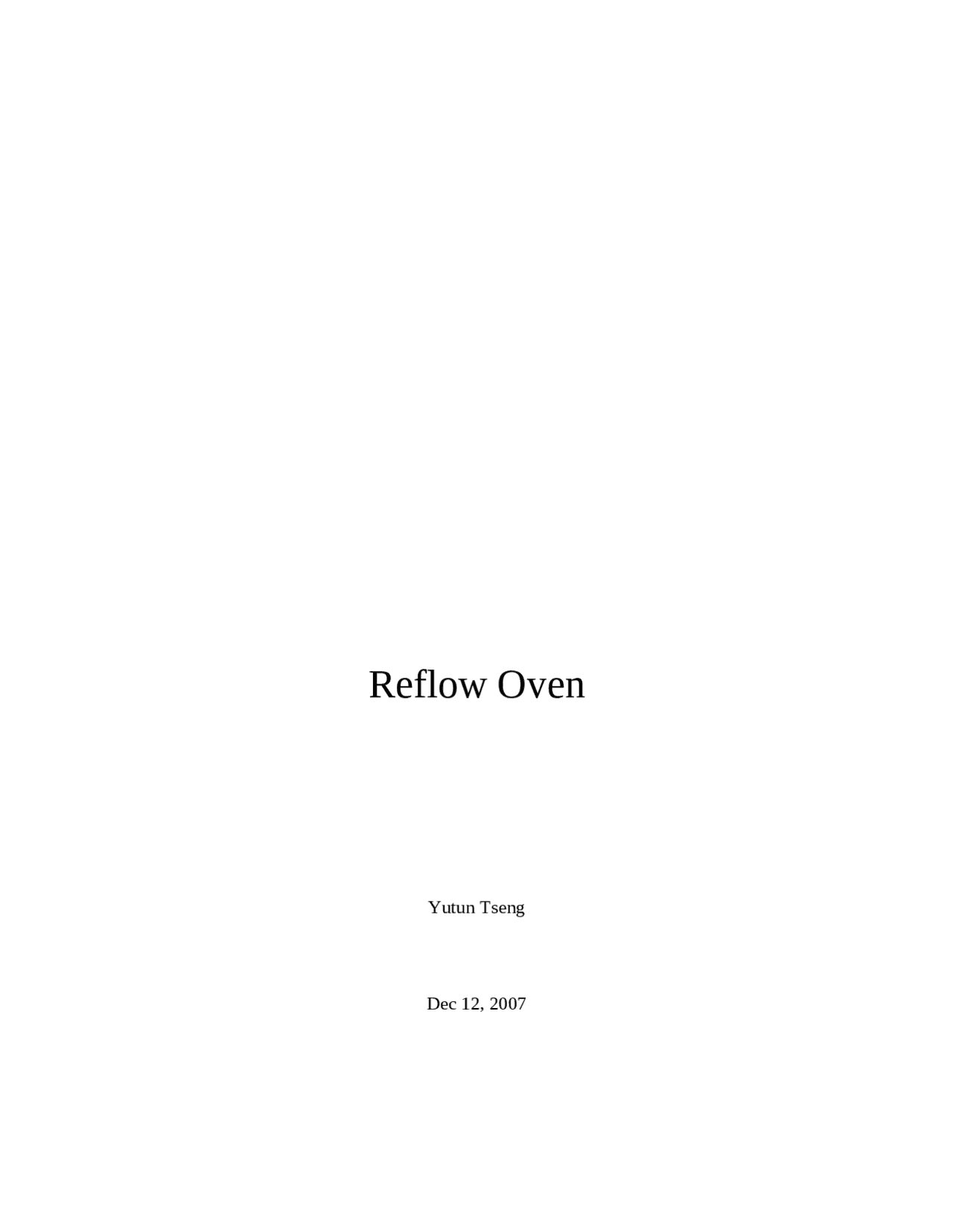 Introduction To Reflow Oven Advanced Digital Projects Lab Ece 395