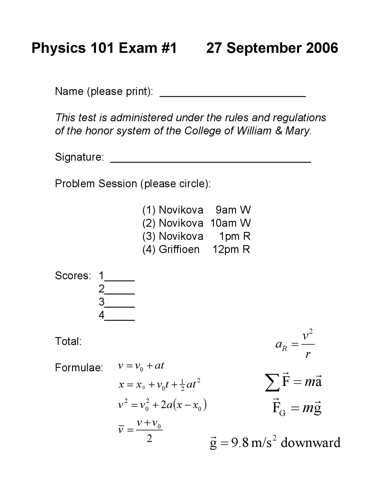 General Physics-Lecture - Death Valley National Park - Exam 1 | PHYS 101 - Docsity