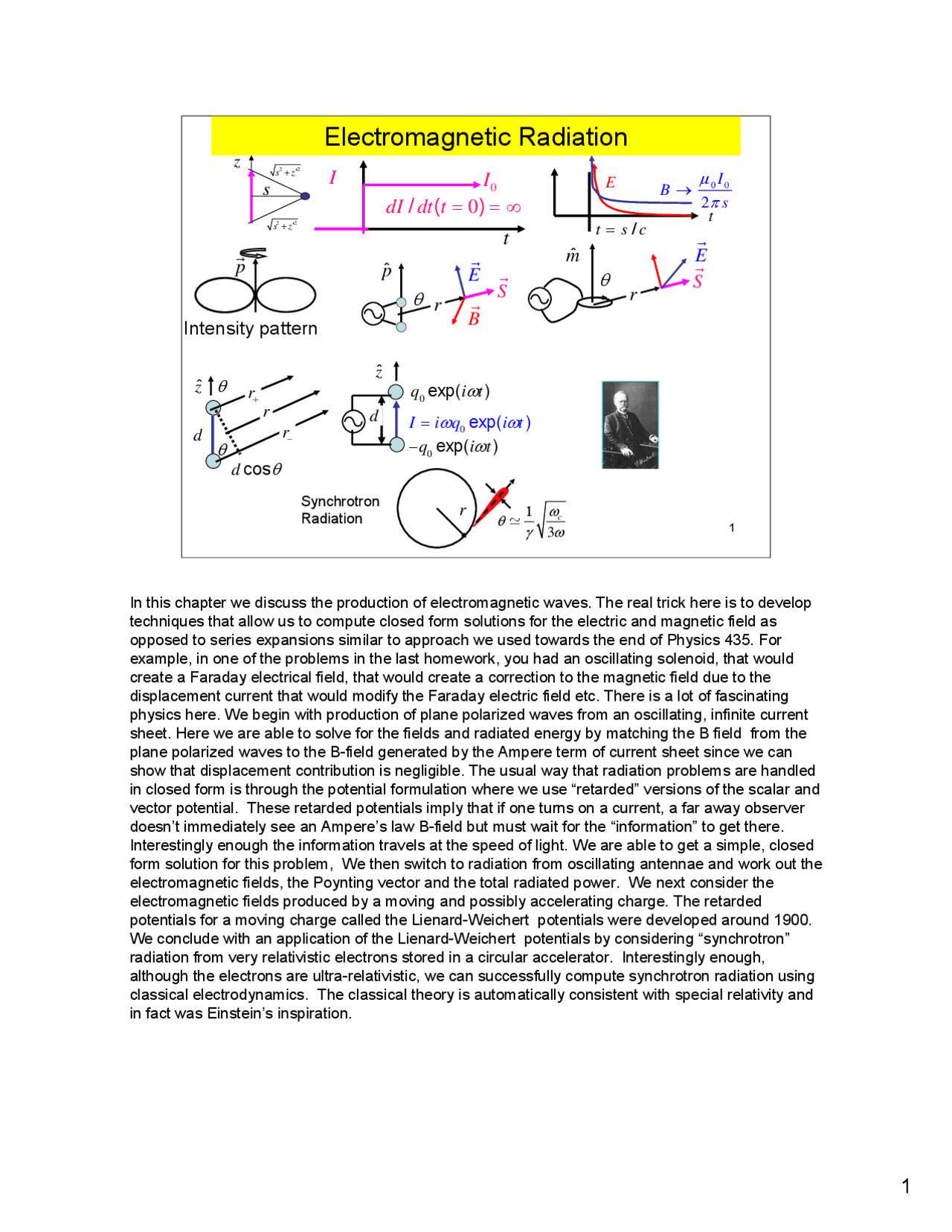 Electromagnetic Radiation Lecture Slides Phys 436 Docsity