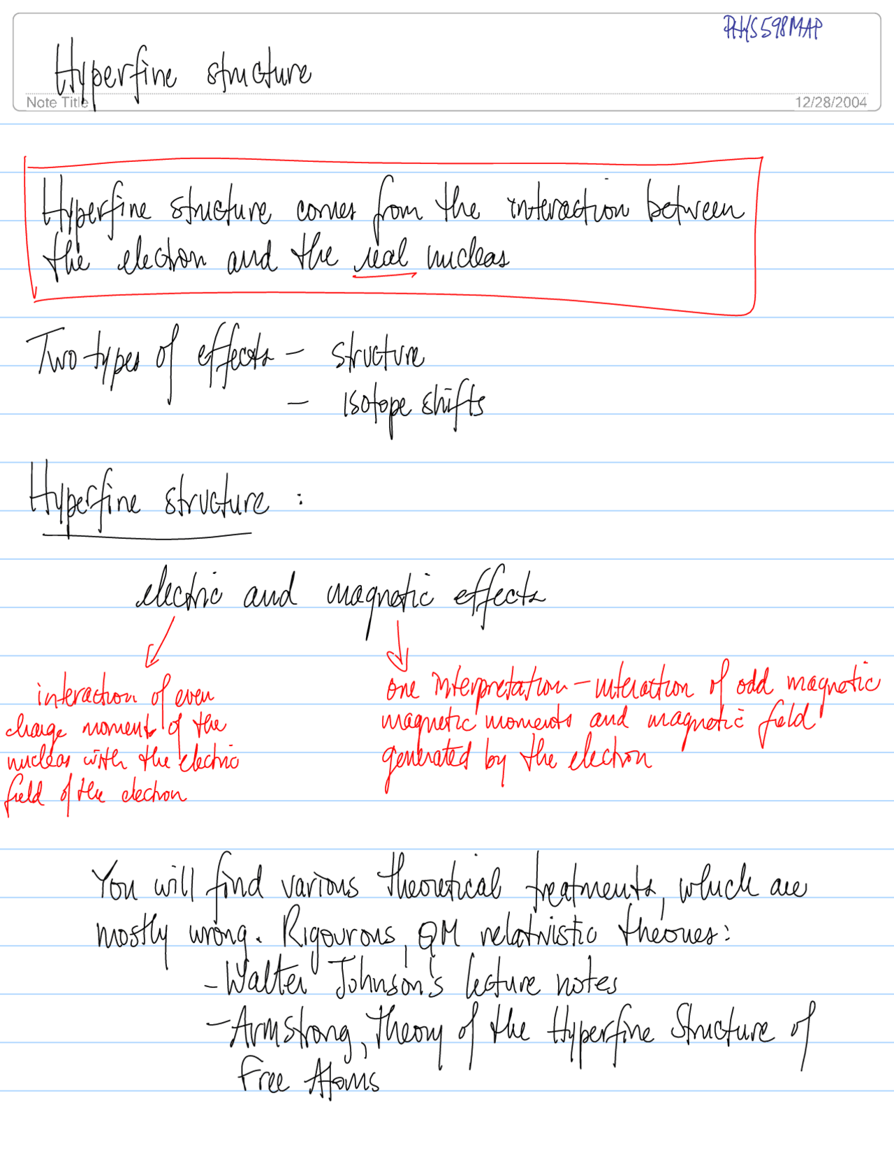 Notes On Hyperfine Structure In Elastic Waves Phys 598 Docsity