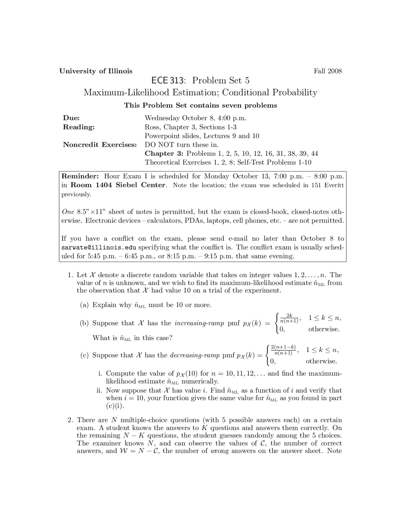 7 Solved Problems on Maximum Likelihood Estimation and Probability ...