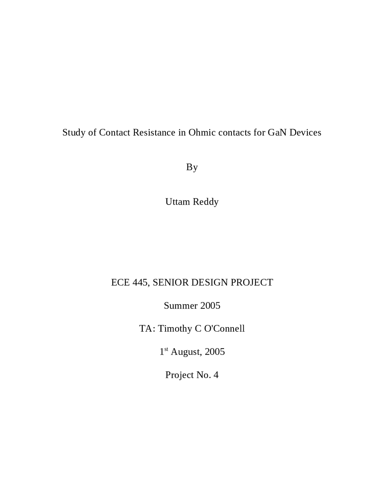 Study of Contact Resistance in Ohmic for Gan Devices | ECE 445 | Study Guides, Projects ...
