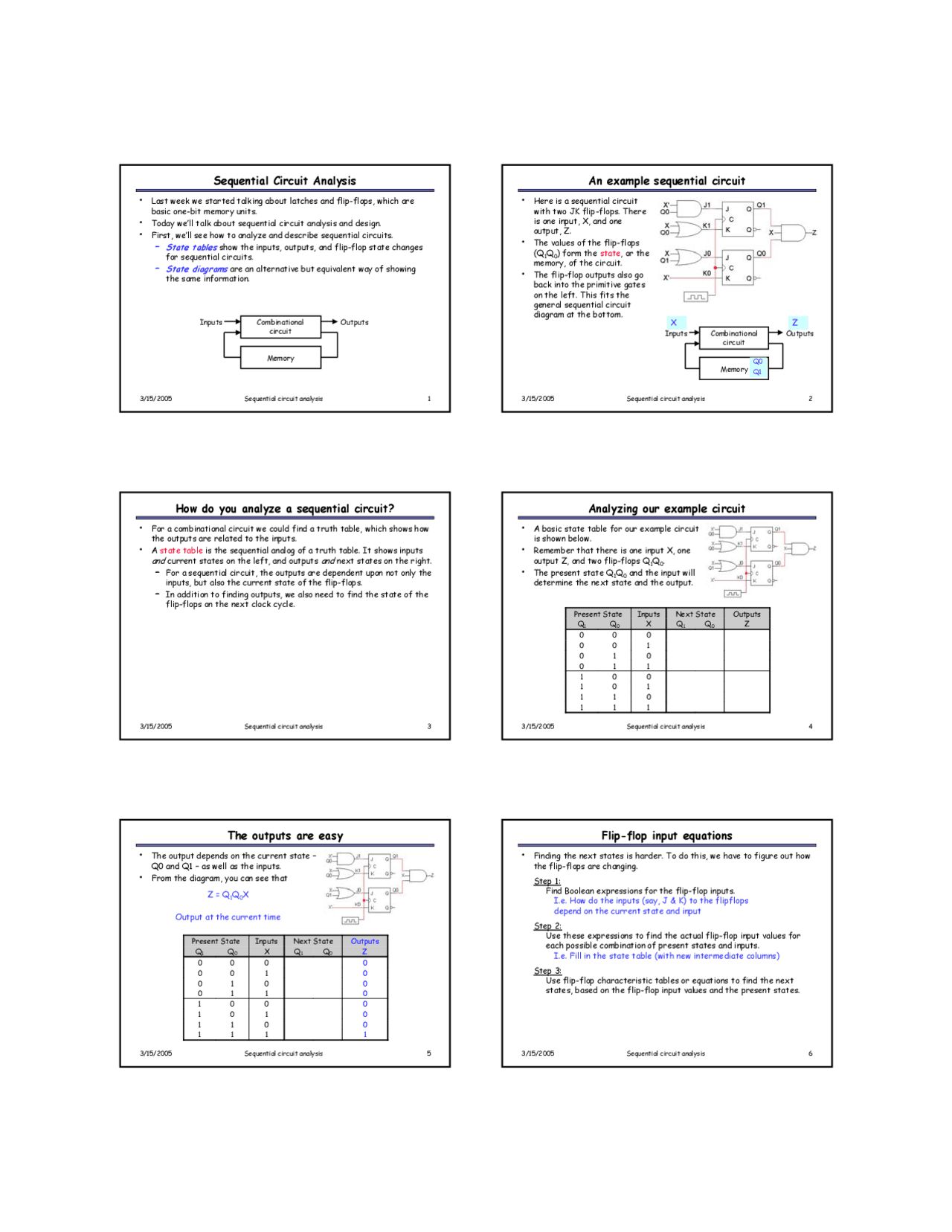 Sequential Circuit Analysis For Computer Architecture I Slides Cs