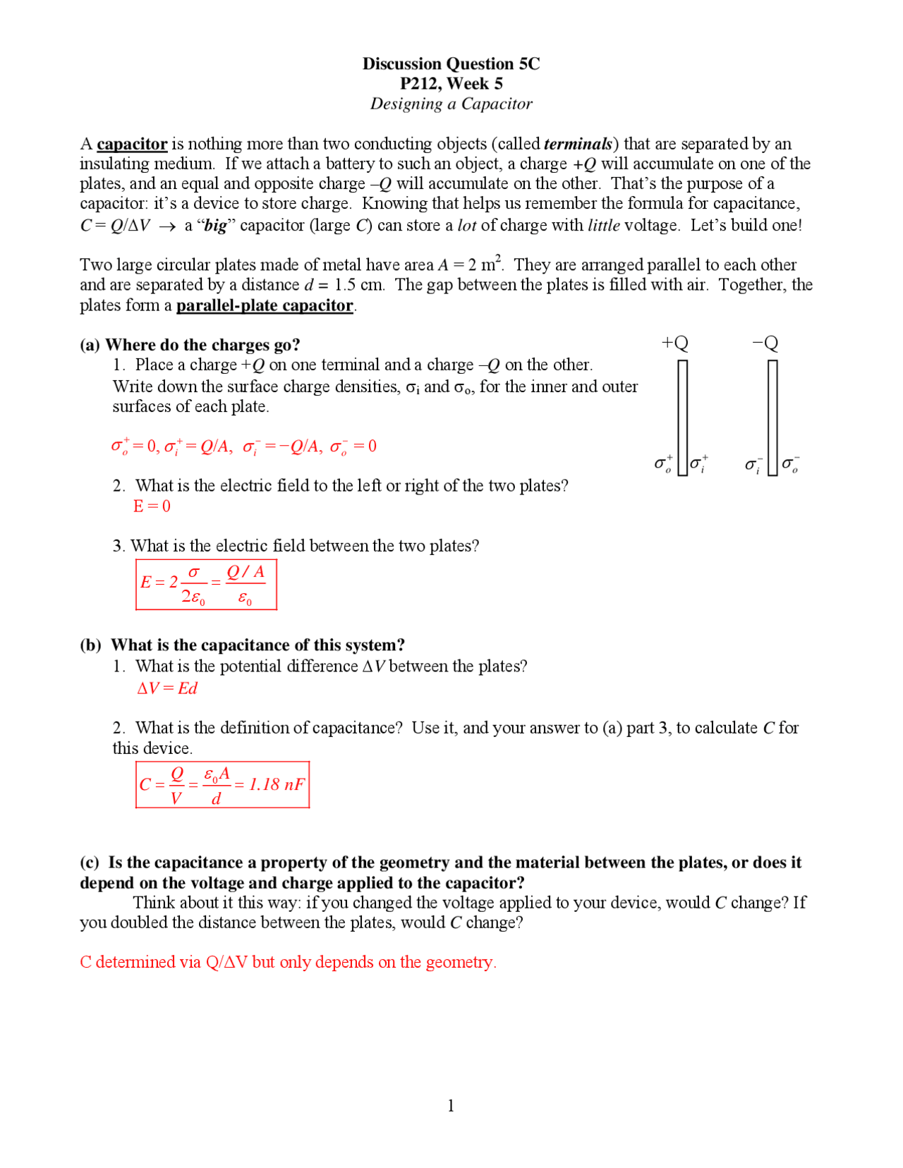 Designing A Capacitor Assignment 5 Electronics And Magnetism Phys
