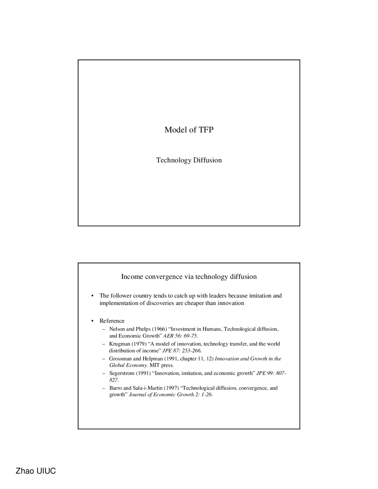 Technology Diffusion, Model of TFP | ECON 562 - Docsity
