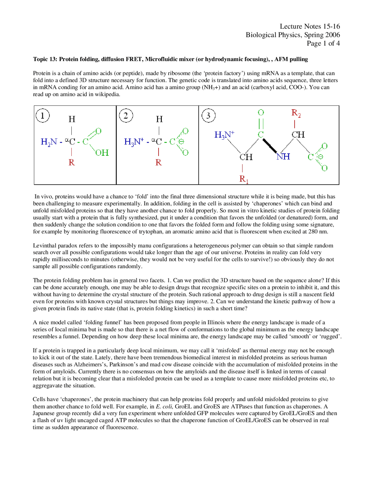 Protein Folding, Diffusion FRET, AFM Pulling - Elastic Waves | PHYS 598 ...