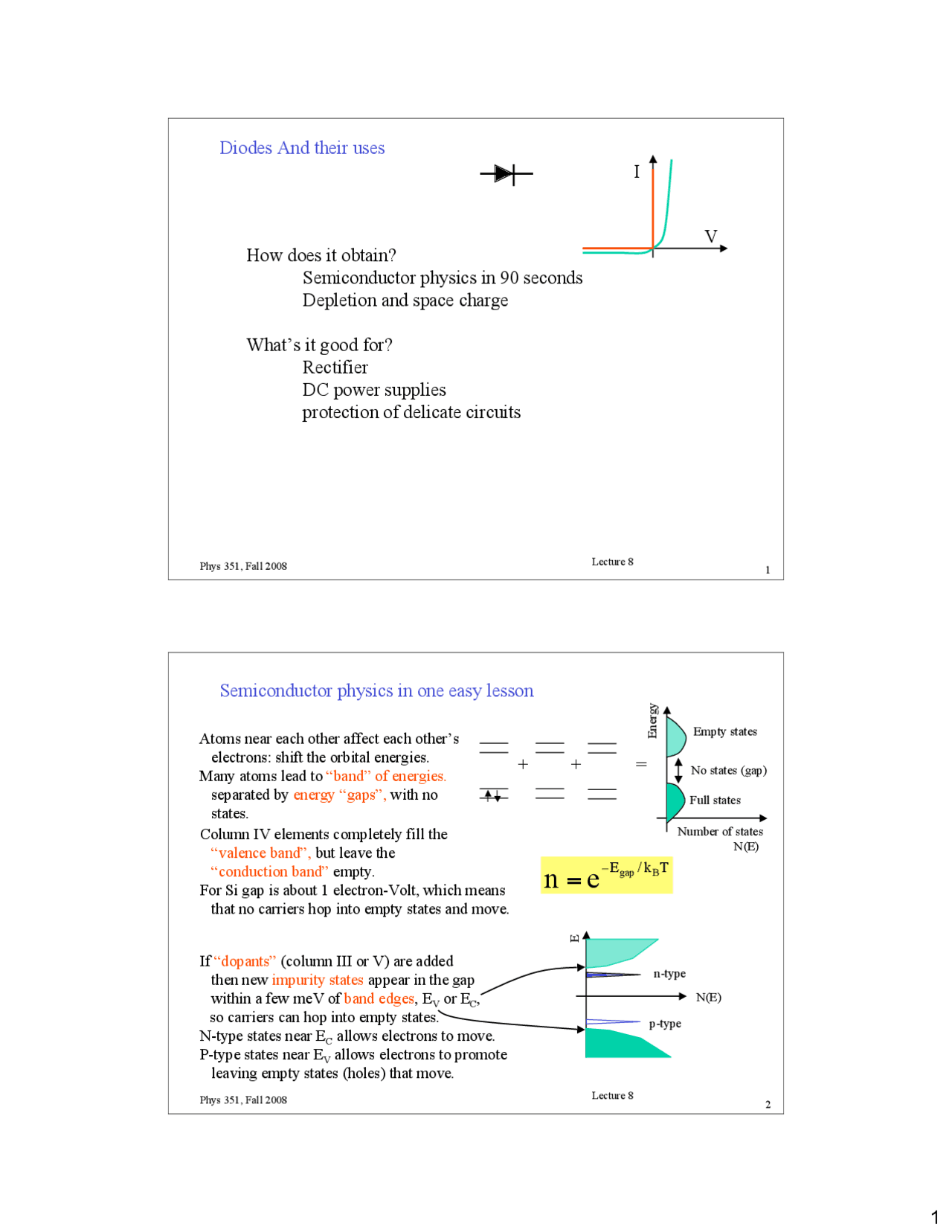 Diodes And Their Uses Semiconductor Physics In One Lesson Slides