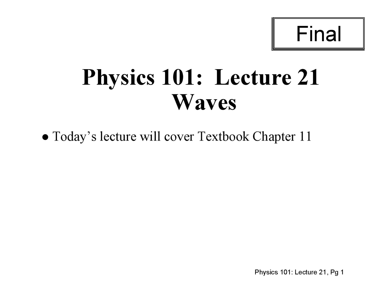 Overview And Types Of Waves Lecture Slides Phys 101 Docsity