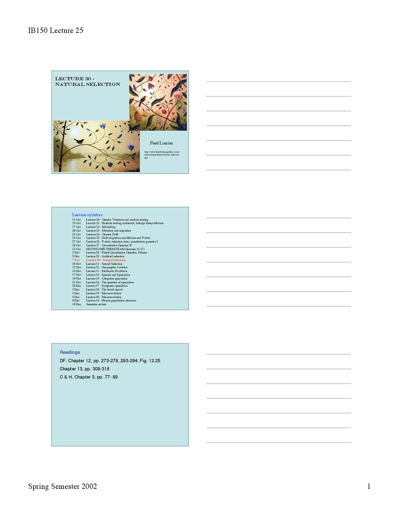 Natural Selection Lecture Slides Ib 372 Docsity