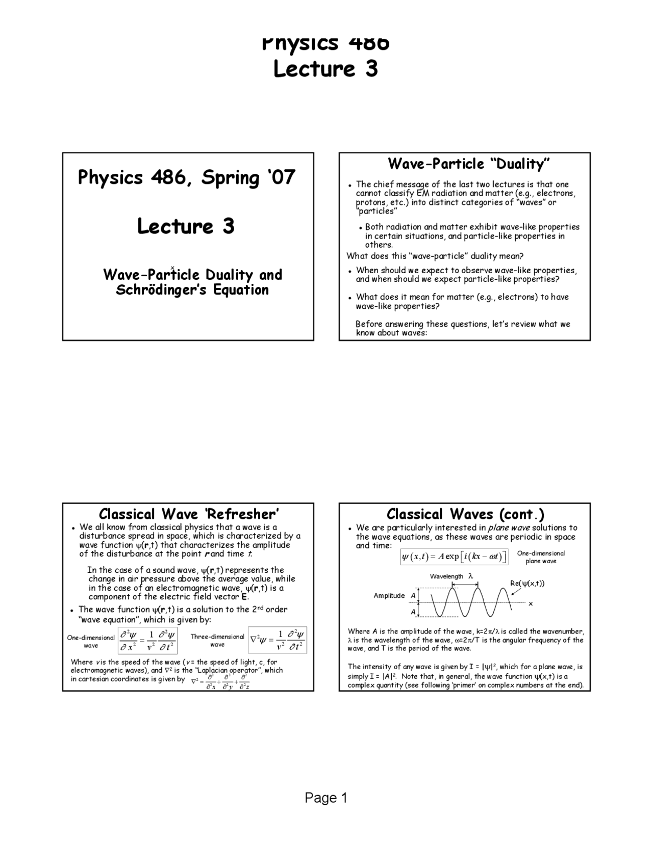 Wave Particle Duality And Schrodingers Equation Lecture Slides