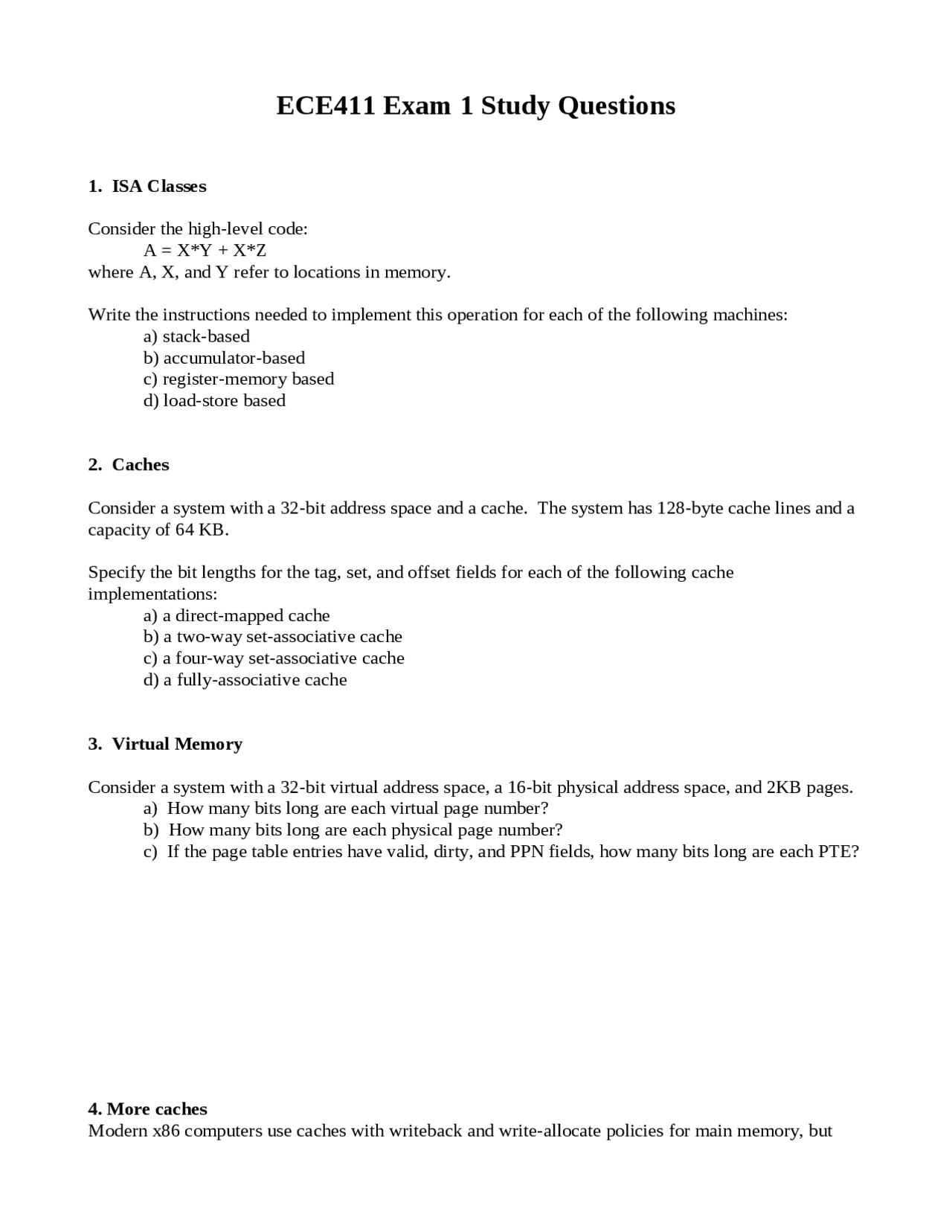 Computer Organization and Design - Study Guide Questions | ECE 411 ...