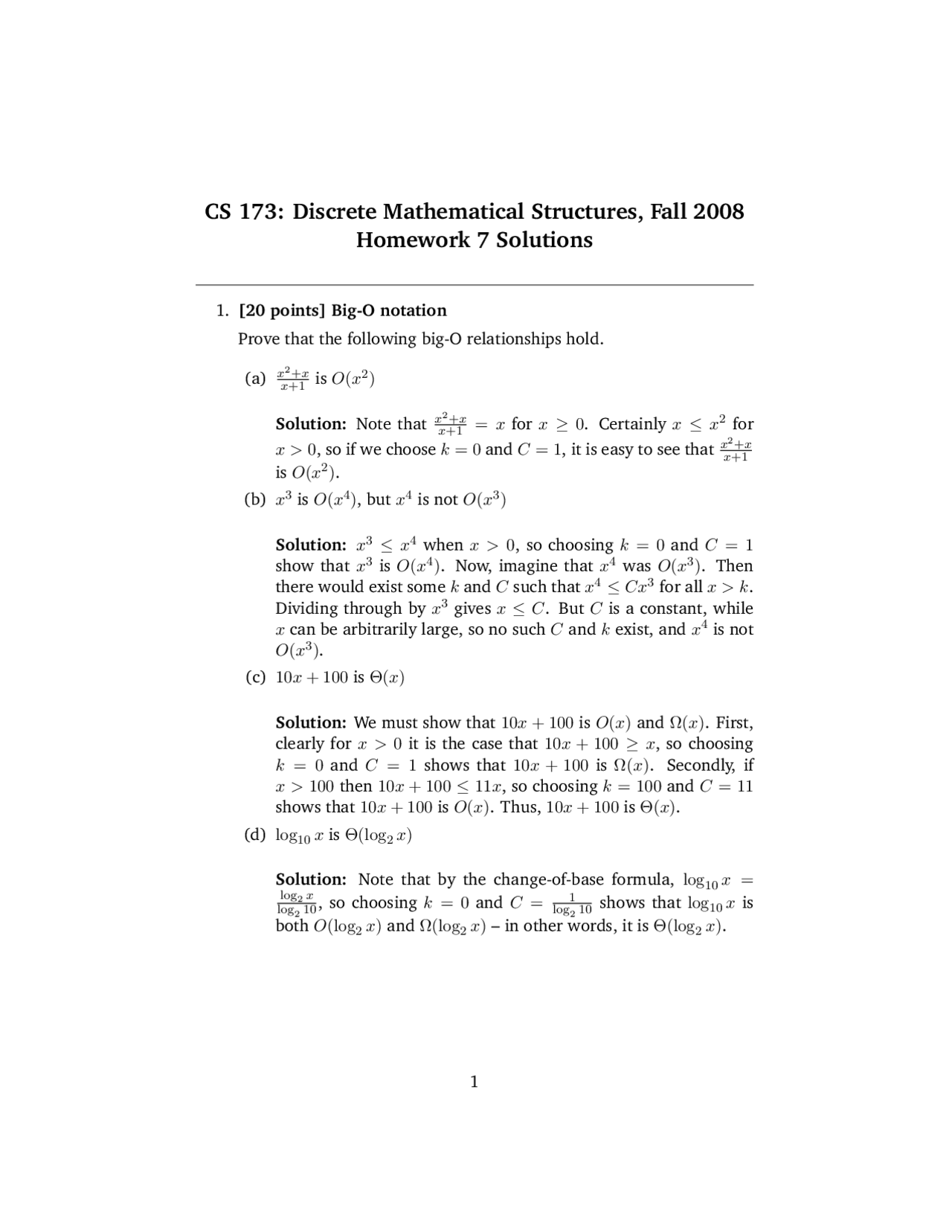 Solutions For Homework 7 Discrete Structures Cs 173 Docsity