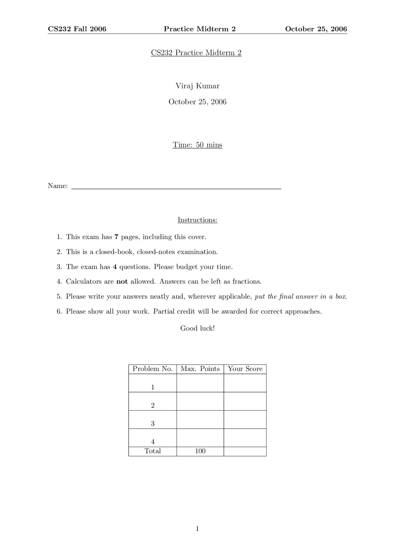 4 Practice Problems On Computer Architecture Ii Midterm Exam Ii Cs