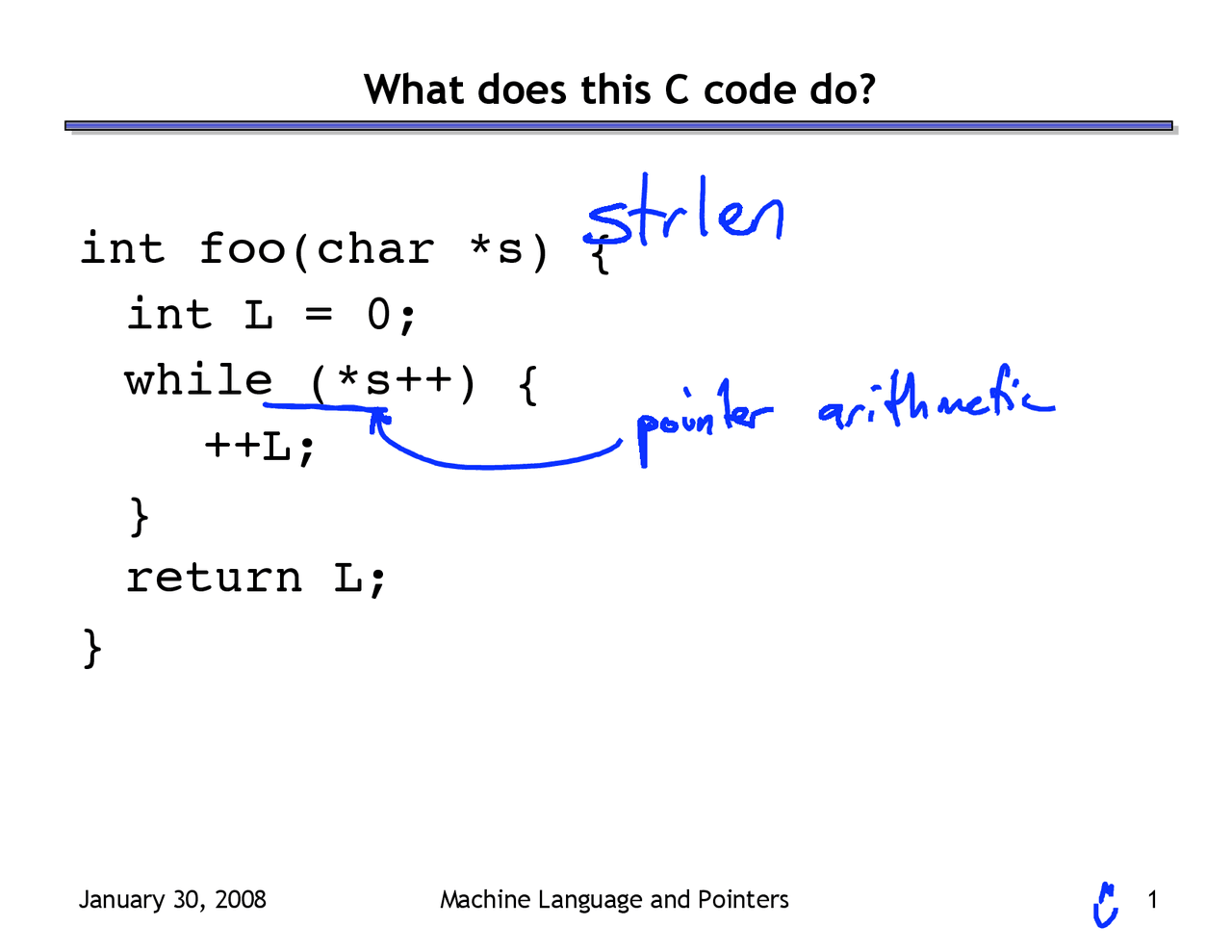 Machine Language And Pointers Lecture Slides Cs 232 Docsity