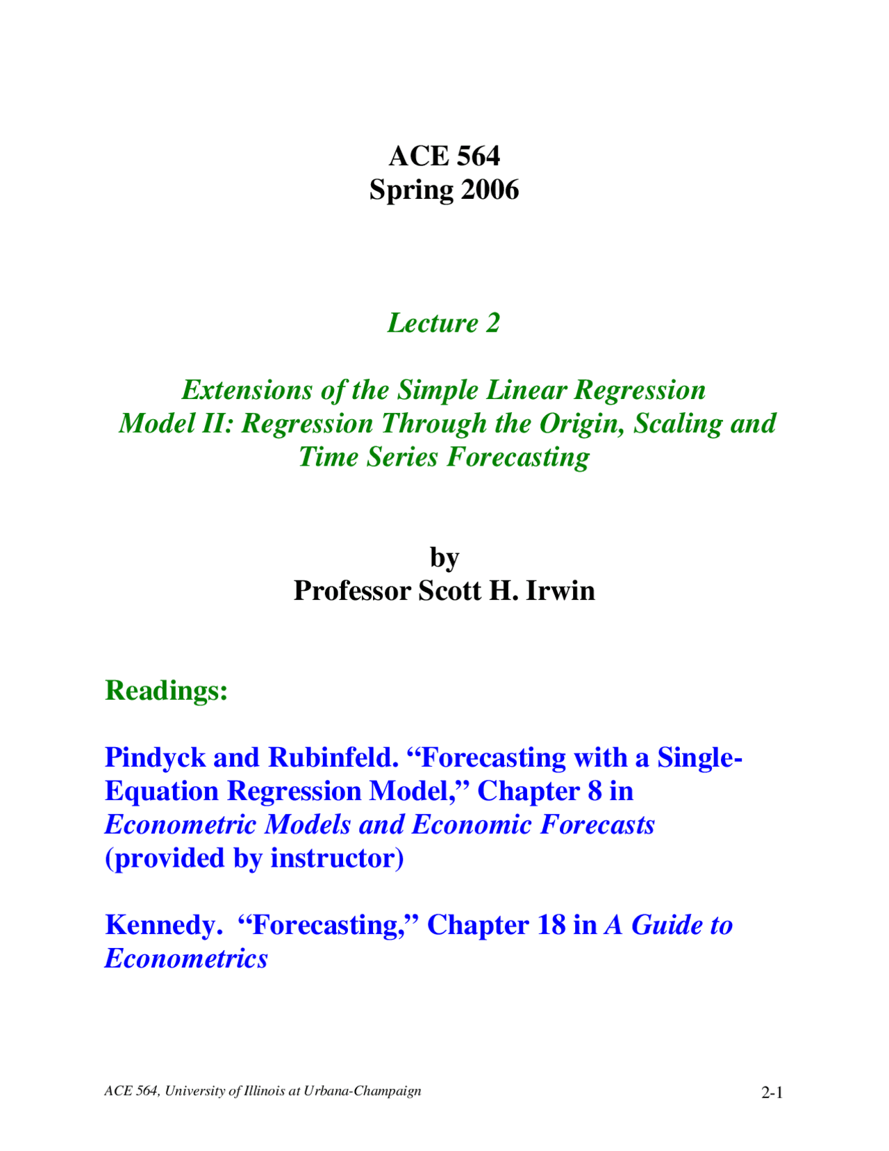 Regression Through The Origin Applied Regression Models Ii Ace 564
