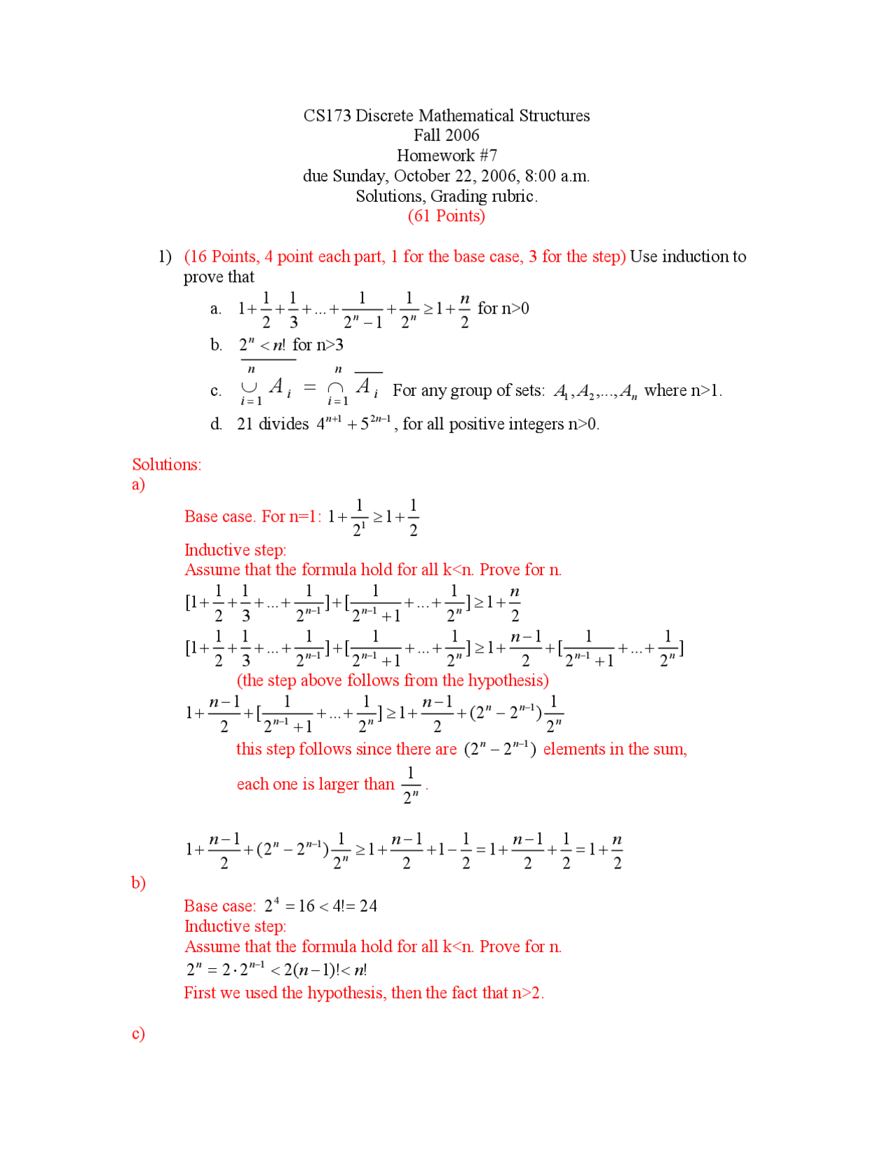 Discrete Mathematical Structures Resolution Of Homework 7 Cs 173
