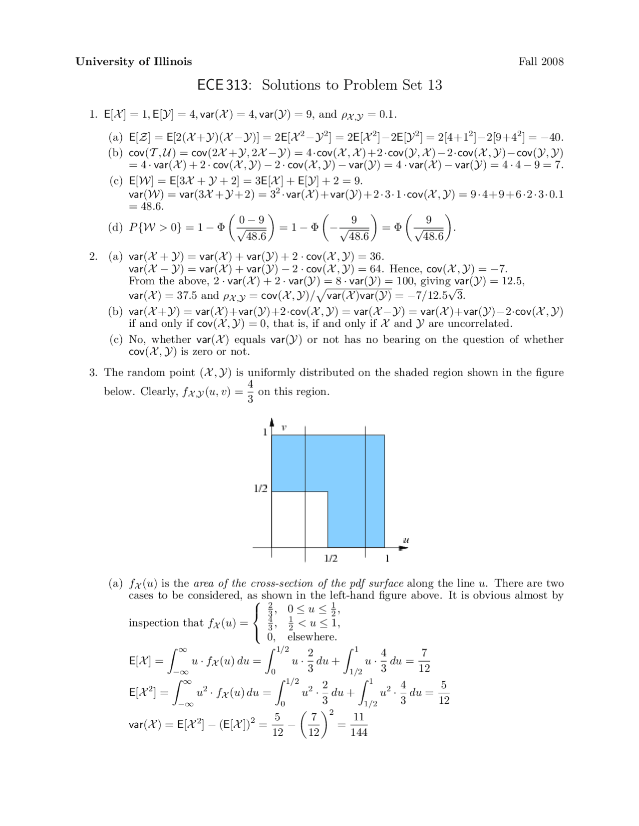 Solution to Problem Set 13 - Probability with Engineering Applications ...