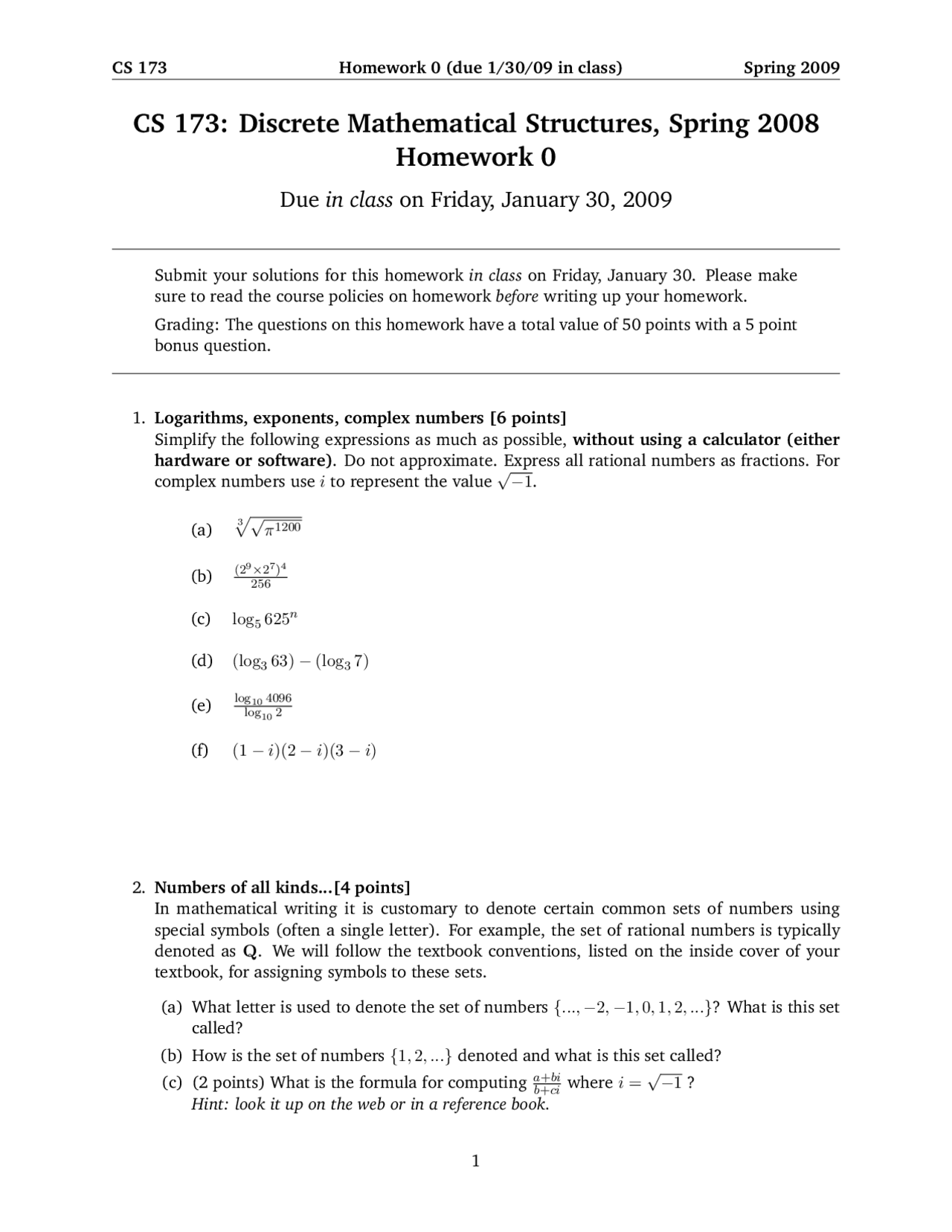 Homework 0 7 Practice Problems On Discrete Mathematical Structures