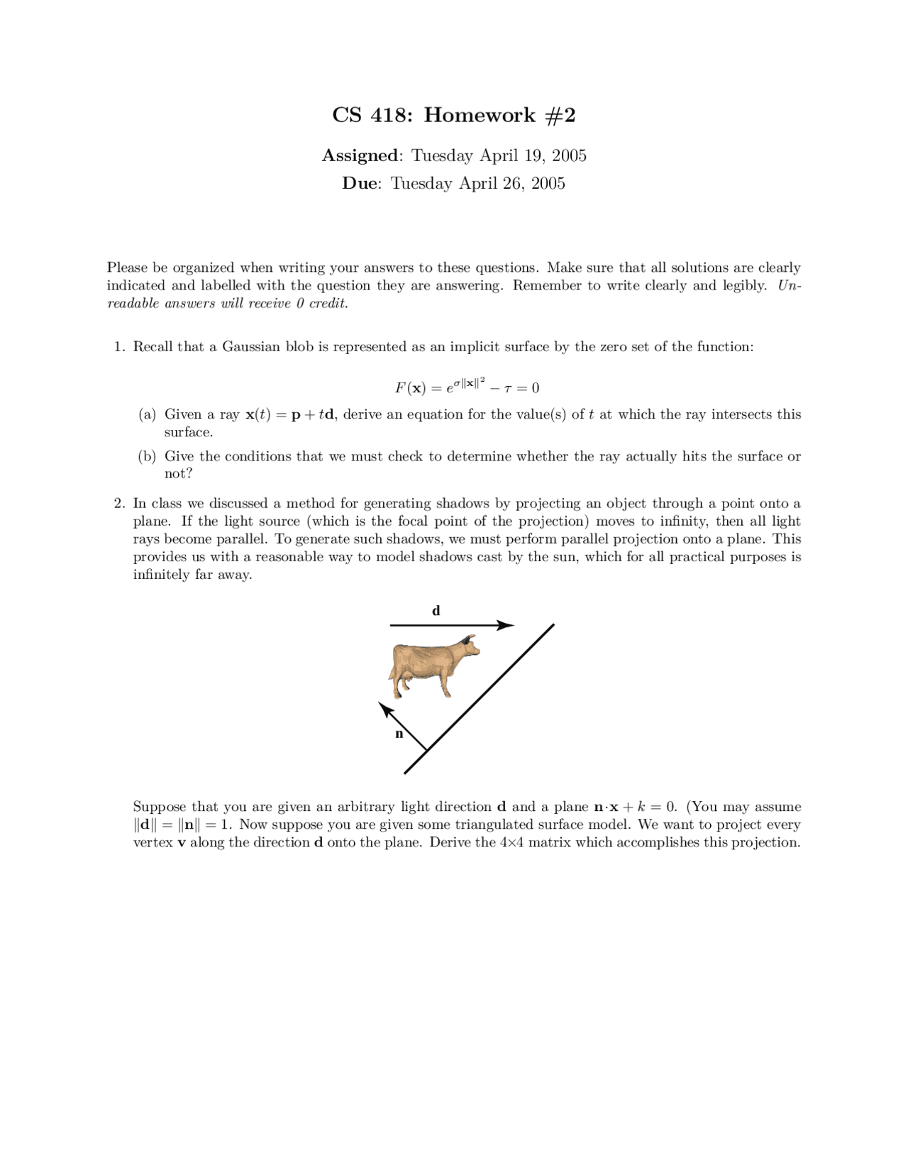 Homework 2 Practice Problems On Interactive Computer Graphics Cs 418