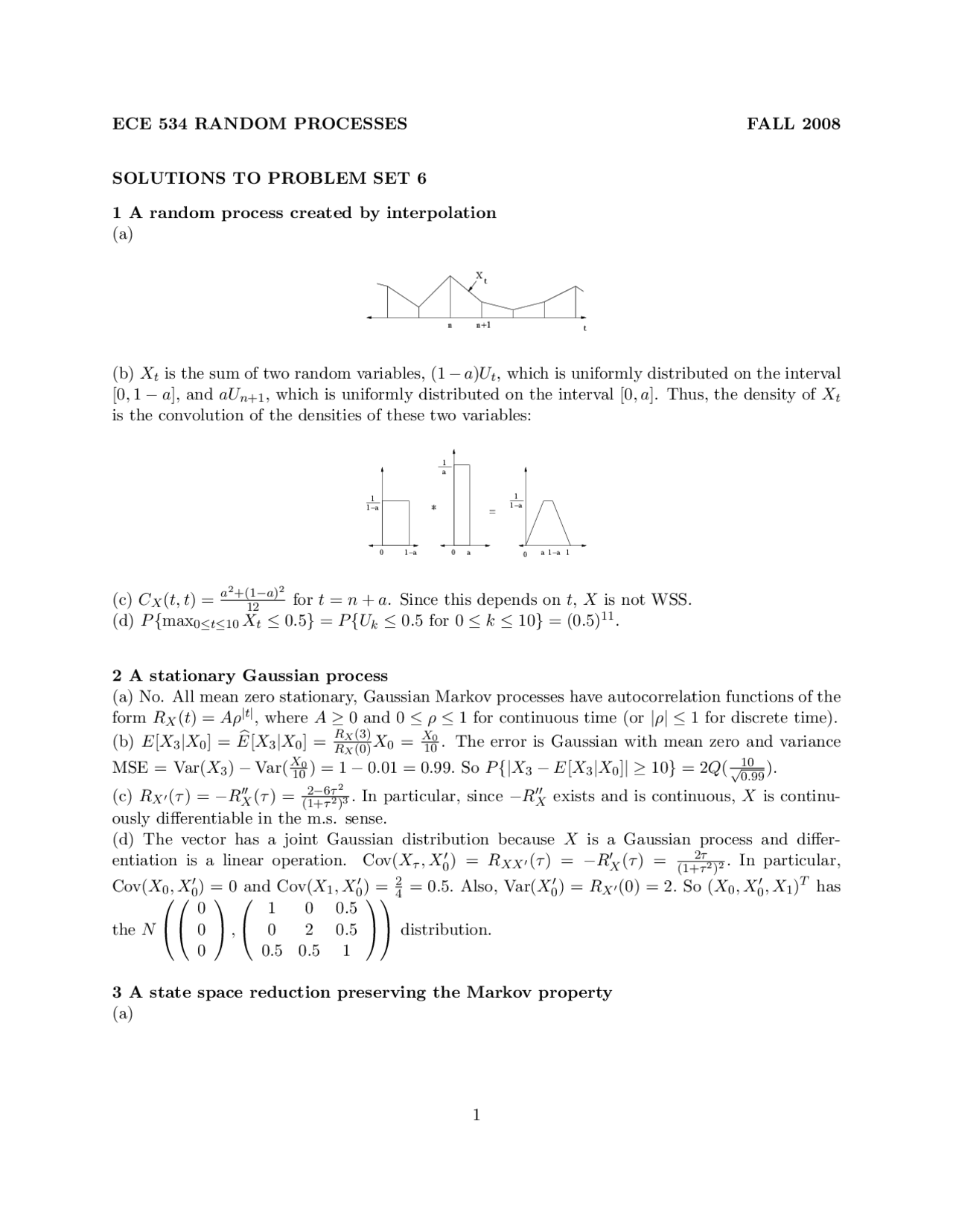 Solutions To Problem Set 6 On Random Processes Ece 534 Docsity