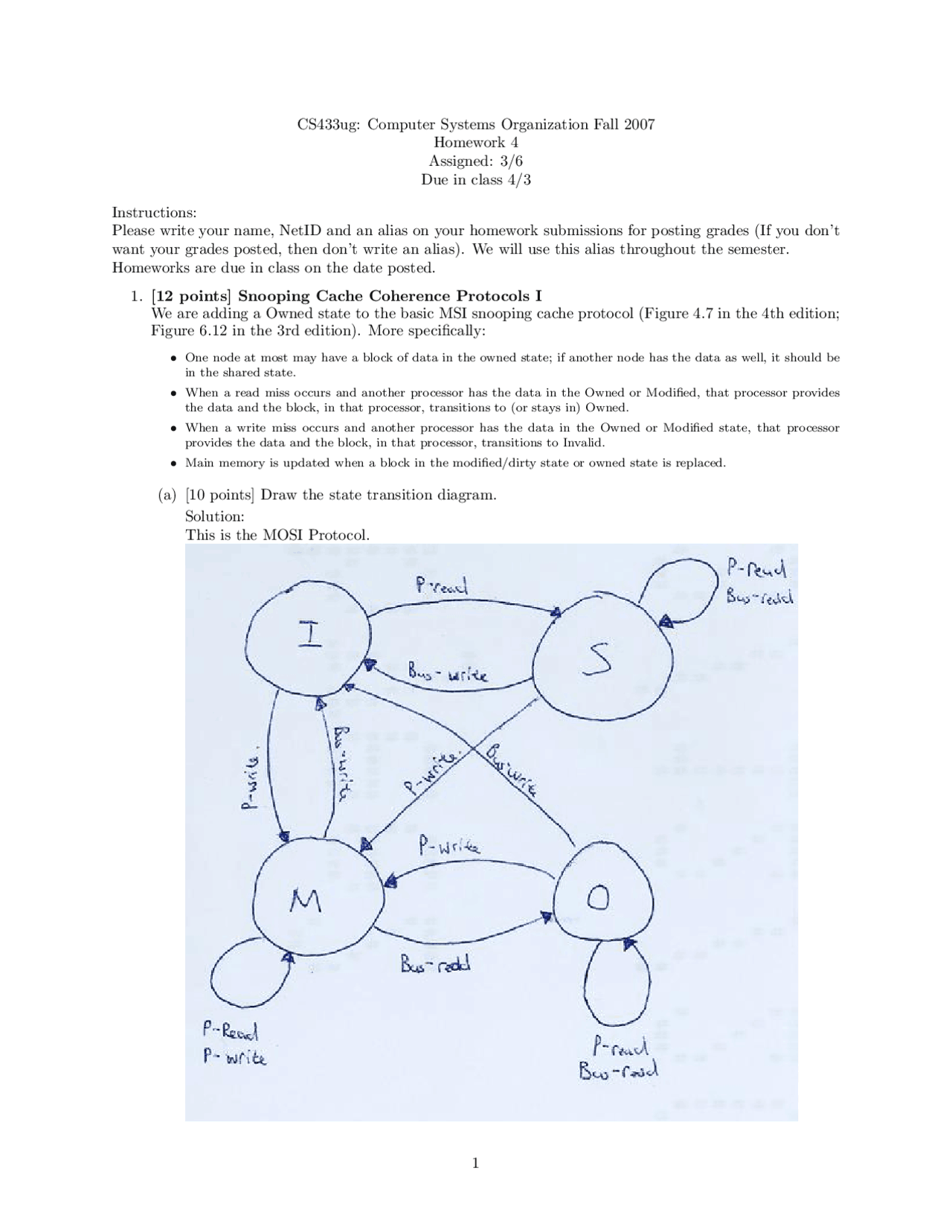 Homework #4 with Solutions - Computer System Organization | CS 433 | Assignments Computer ...