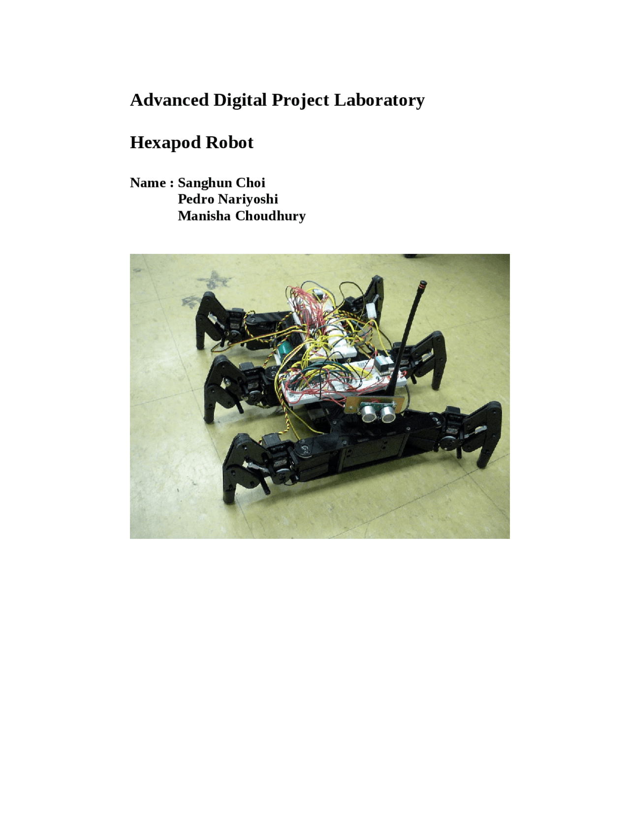 Hexapod Robot Advanced Digital Projects Lab Ece 395 Docsity