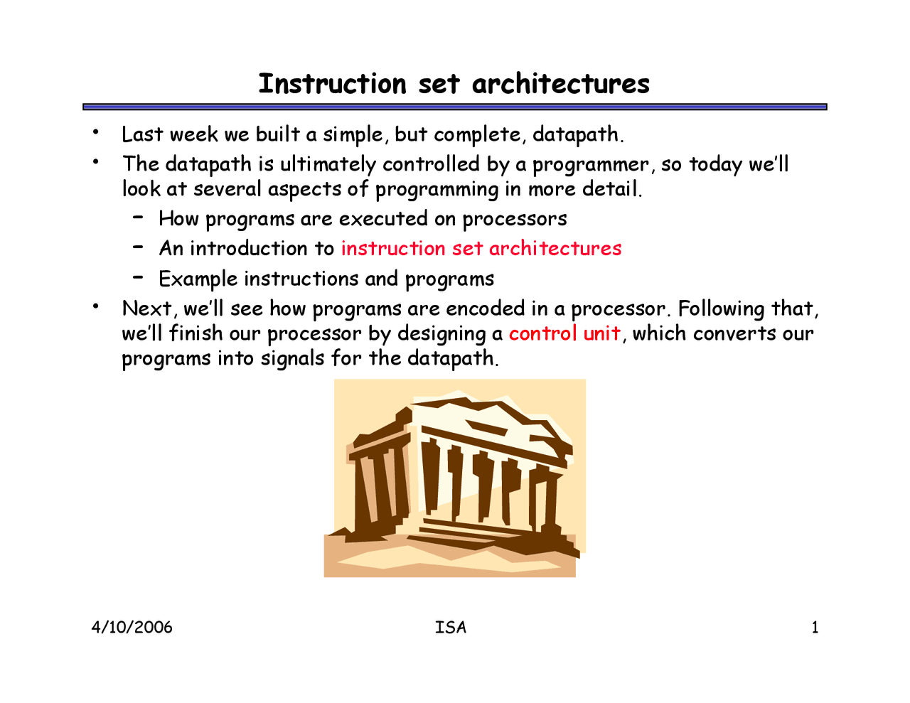 Instruction Set Architectures Lecture Slides Cs 231 Docsity