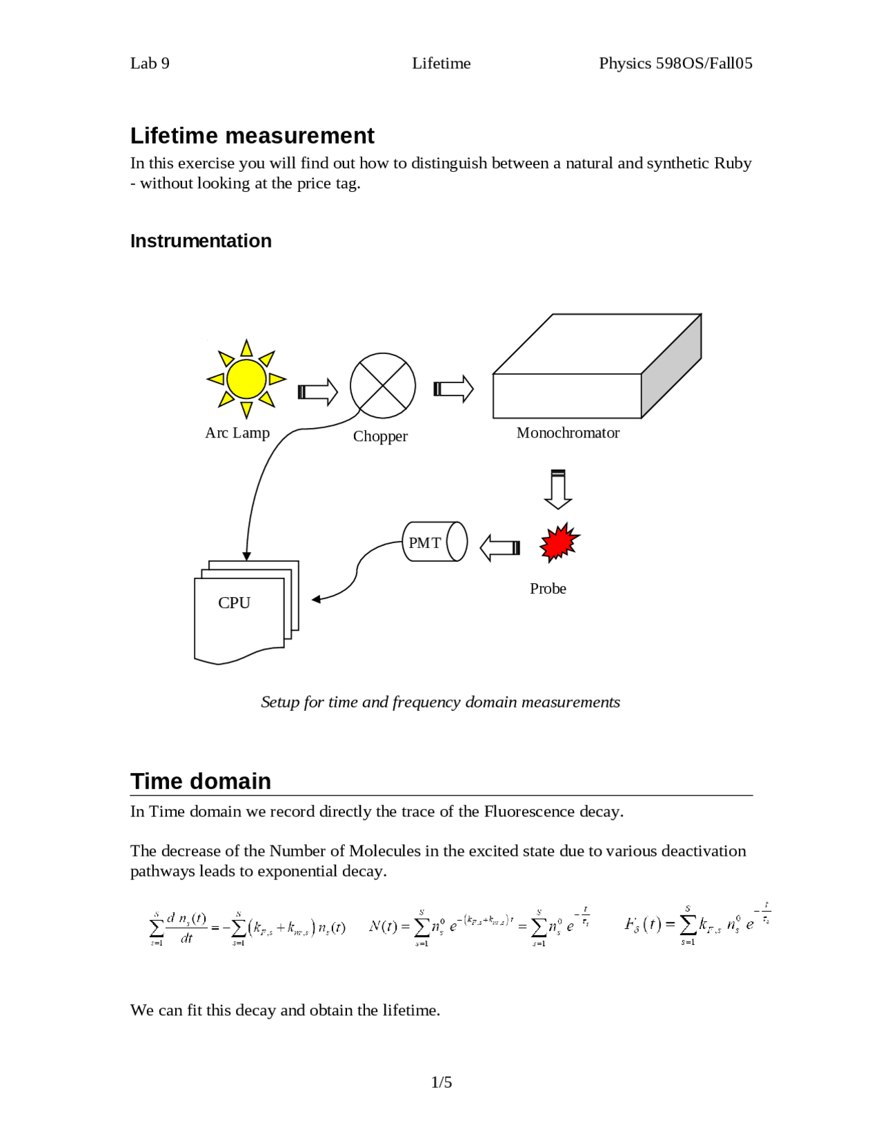 Laboratory Report 9 Lifetime Measurement Phys 598 Docsity
