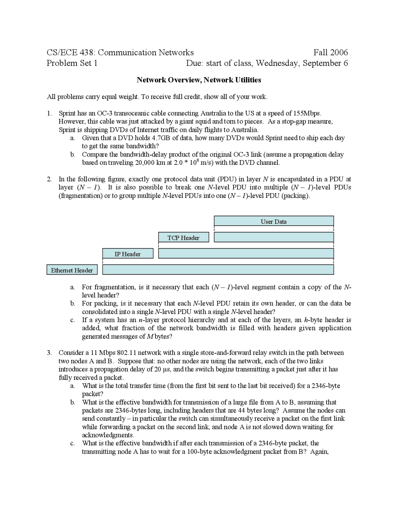 Problem Set 1 On Network Overview Network Utilities Cs 438 Docsity