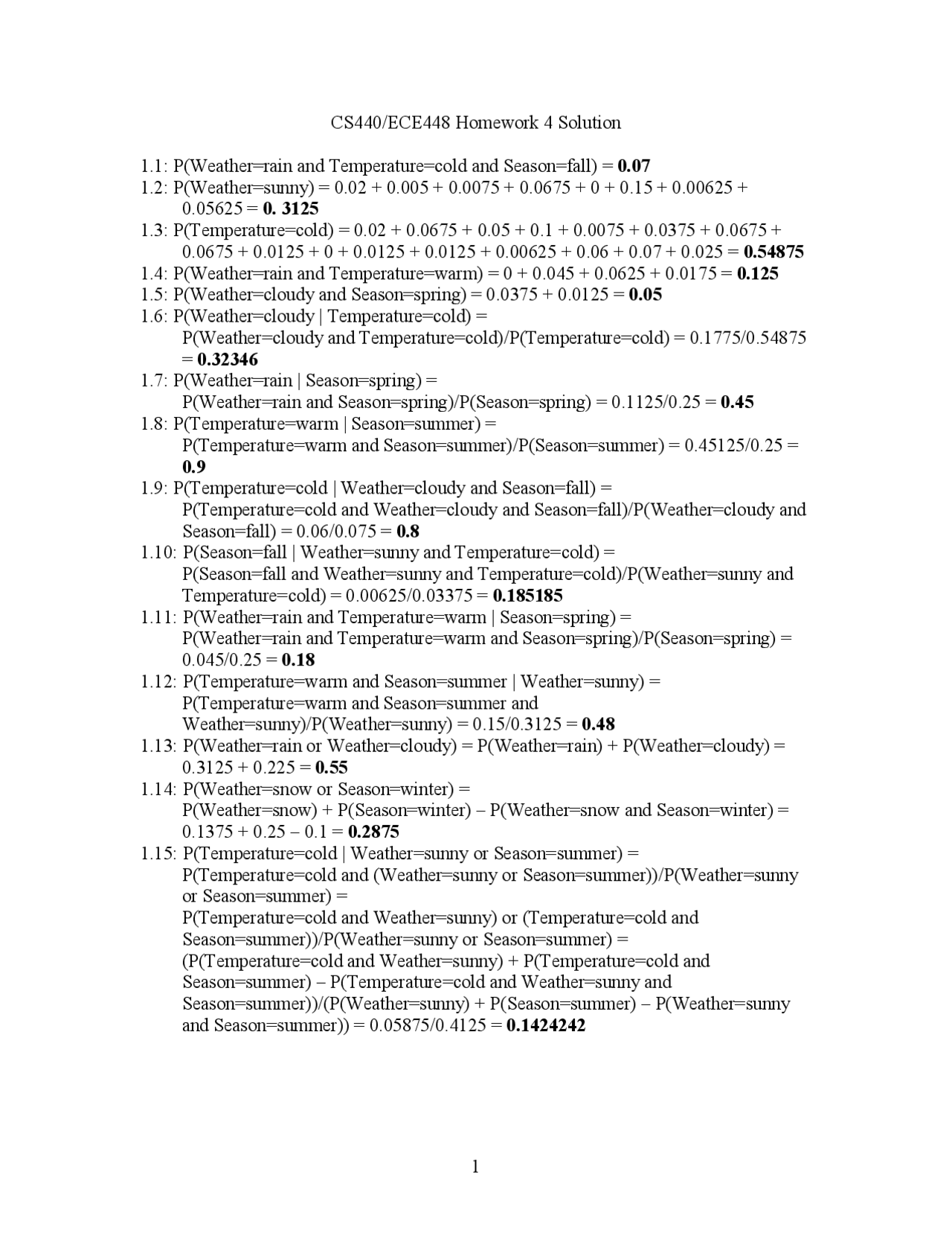 Homework 4 Solution Artificial Intelligence Cs 440 Docsity