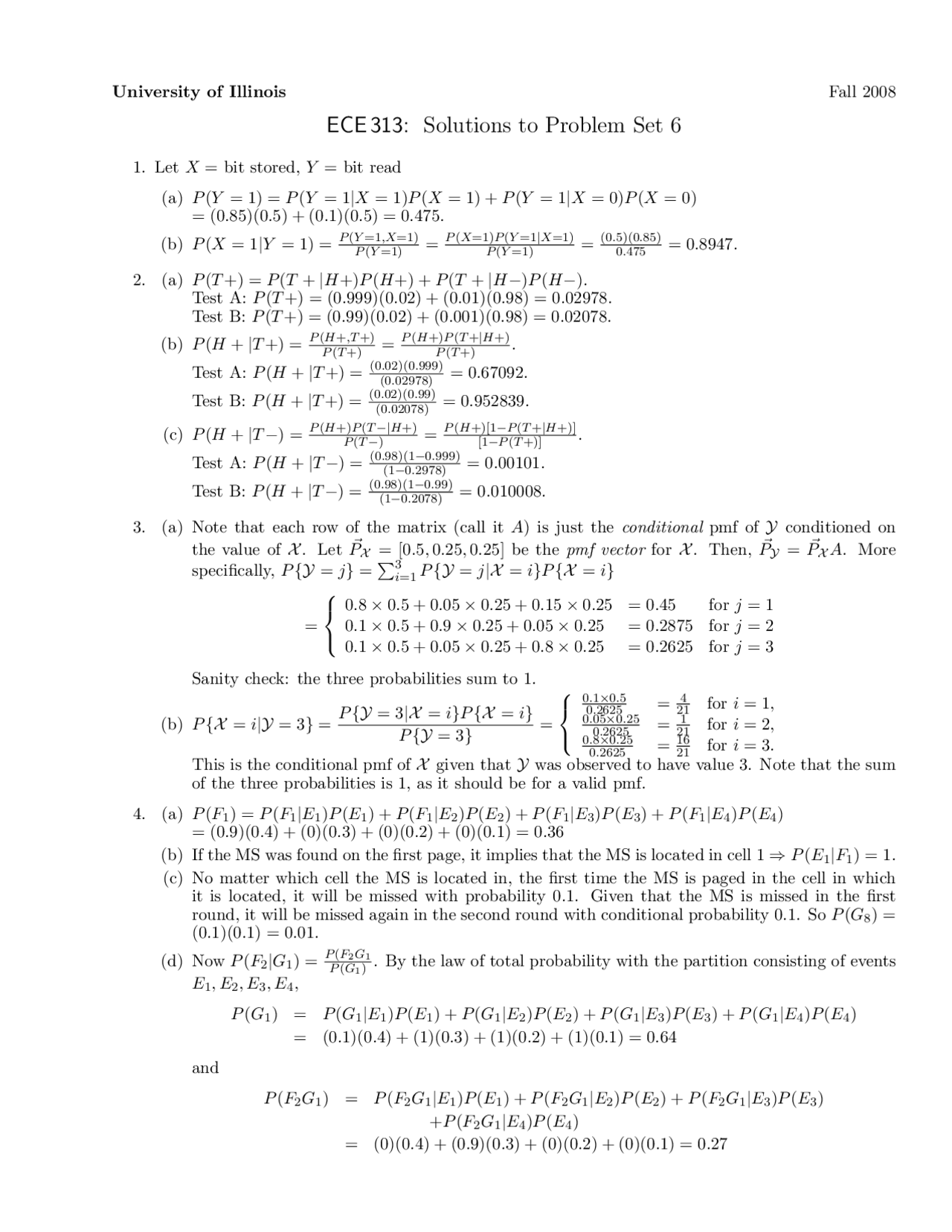 Solution to Problem Set 6 - Probability with Engineering Application ...