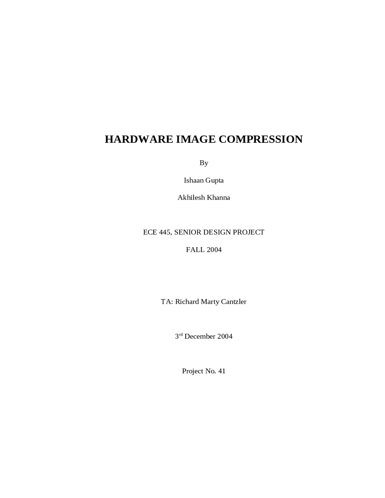 Hardware Image Compression Senior Design Project Lab Ece 445 Docsity