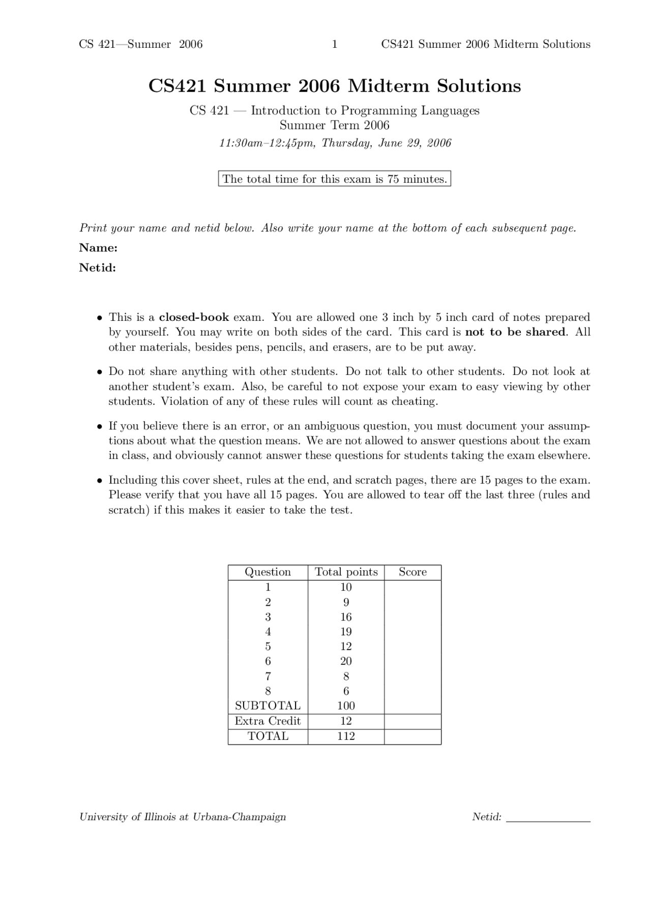 Midterm Solutions Programming Languages Compilers Cs 421 Docsity
