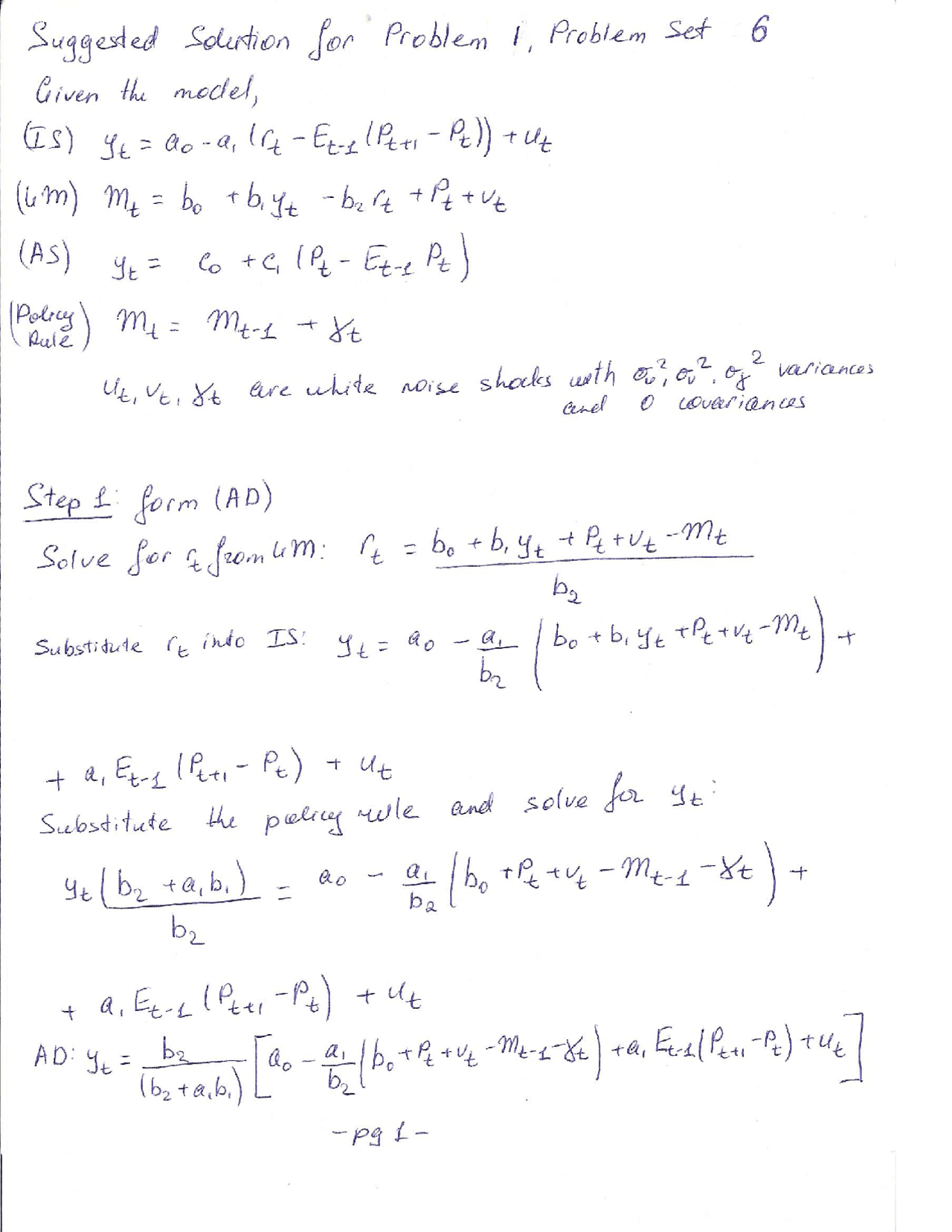 Problem Set 6 With Solutions Advanced Macroeconomic Theory I Econ 720 Docsity