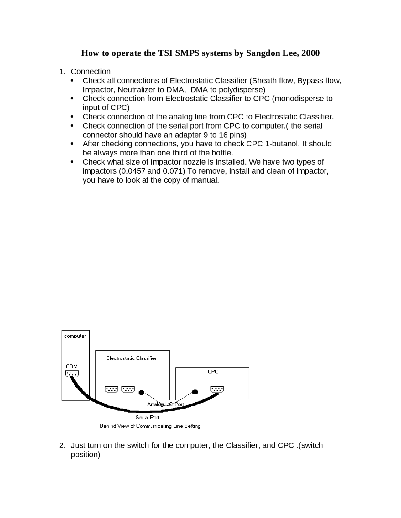How to Operate the TSI SMPS Systems by Sangdon Lee, 2000 | ENVR 890 ...