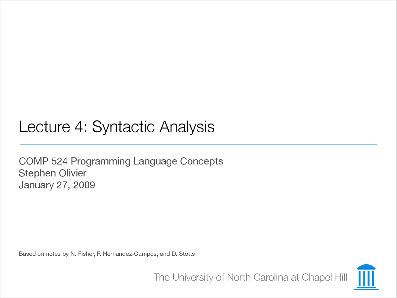 Lecture Slides On Syntactic Analysis Programming Language Concepts