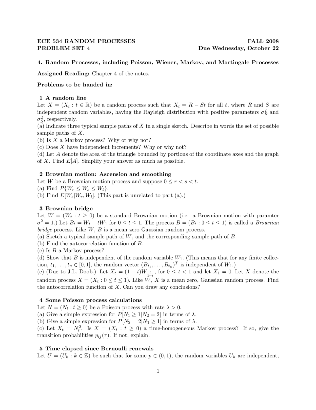 Poisson Wiener Markov And Martingale Processes Random Processes