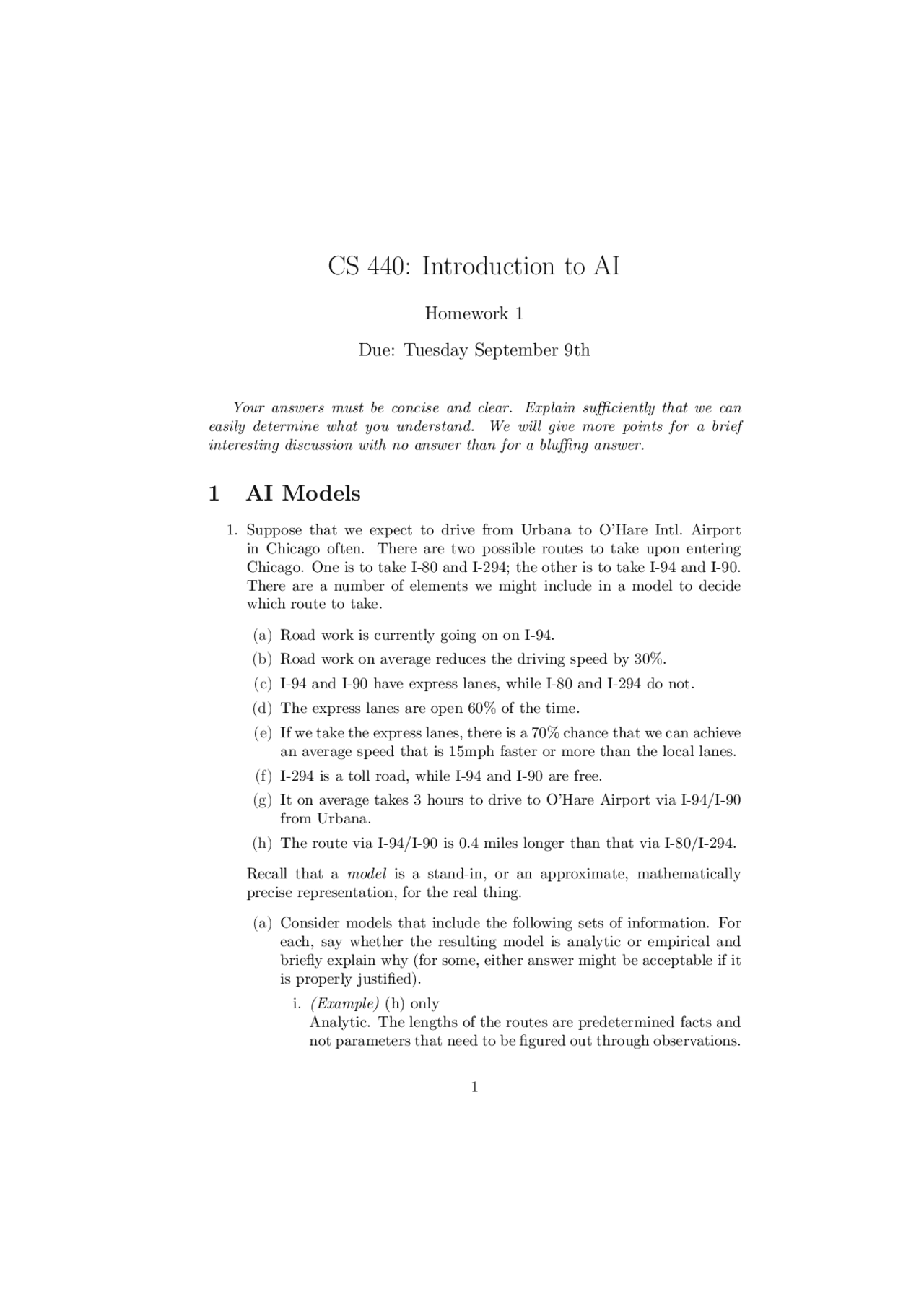 Artificial Intelligence Model And Search Notes Cs 440 Docsity