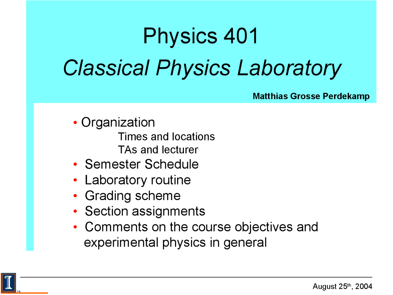 Times and Locations - Classical Physics Lab | PHYS 401 - Docsity