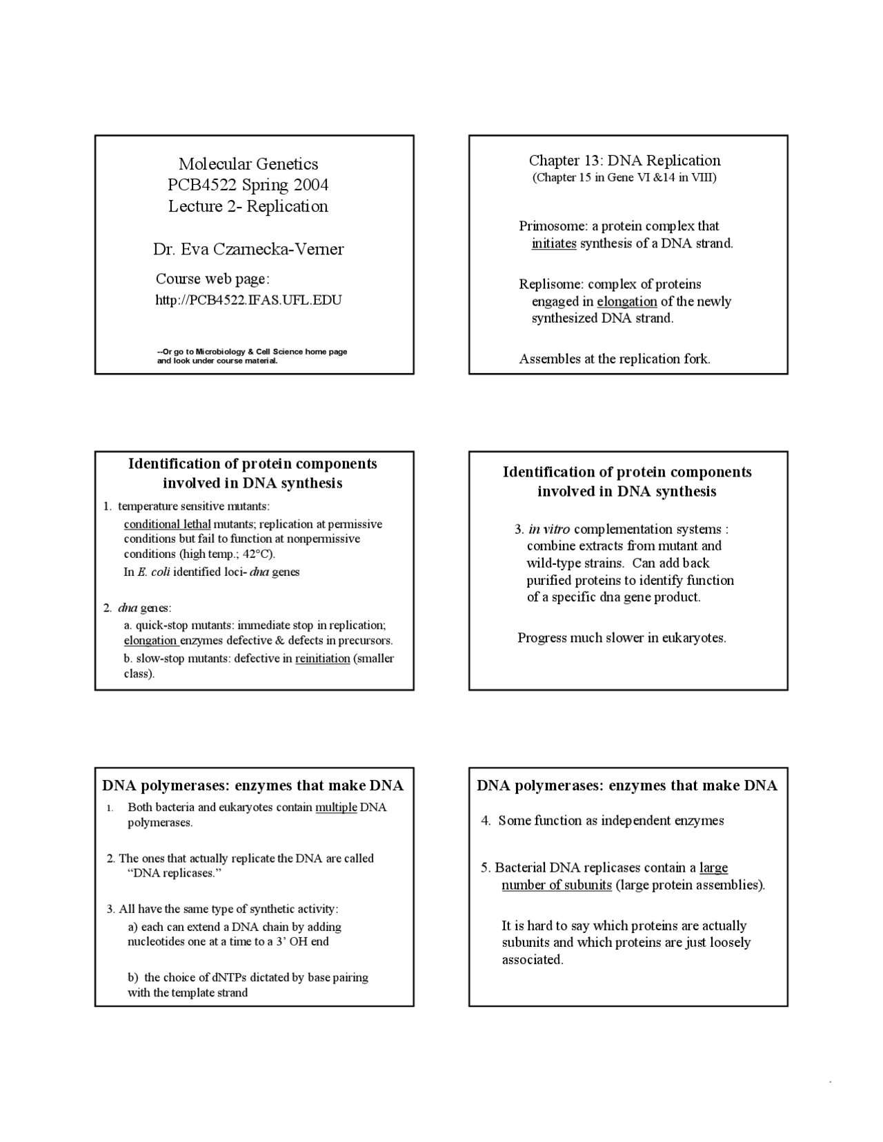 Replicationdna Replication Lecture Slides Pcb 4522 Docsity