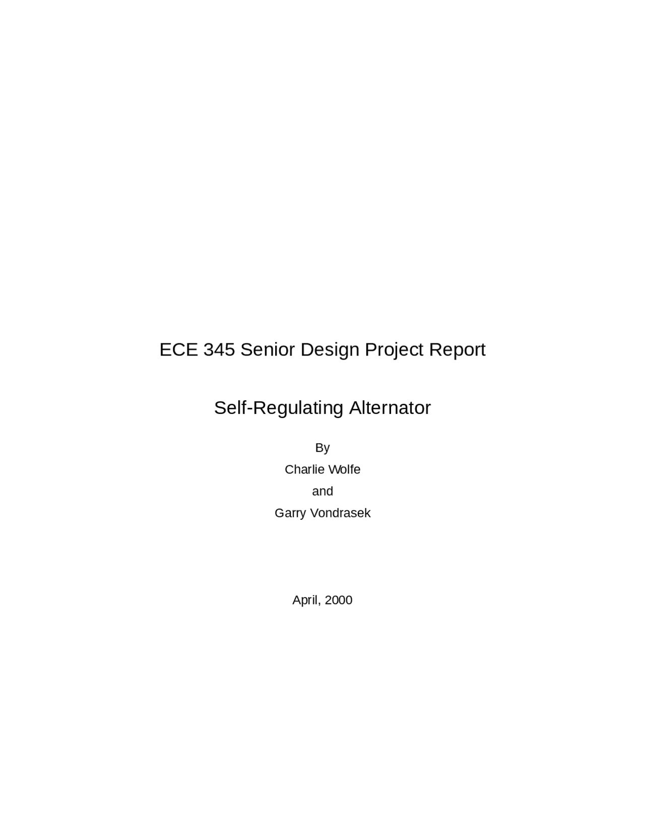 Self Regulating Alternator Senior Design Project Lab Ece 445 Docsity