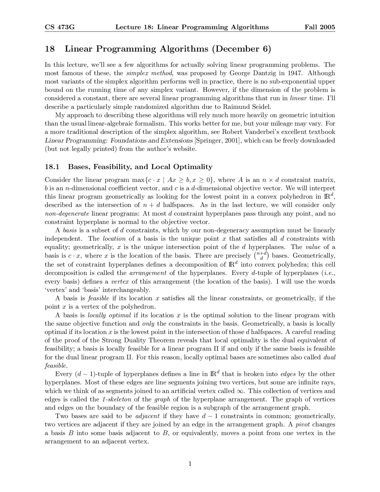 Linear Programming Algorithms Lecture Notes Cs 473 Docsity 9306