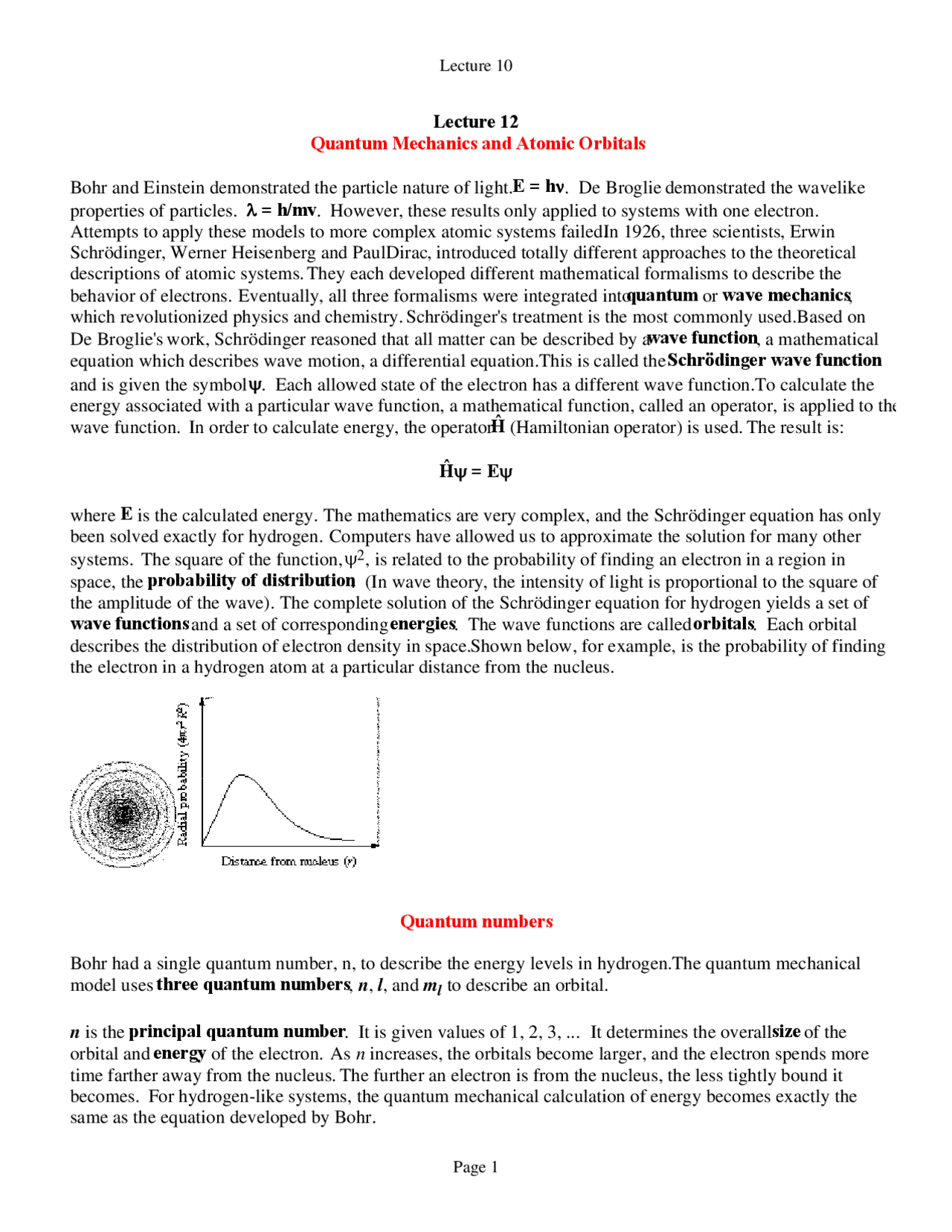 Quantum Mechanics and Atomic Orbitals - General Chemistry I | CHEM 102 ...