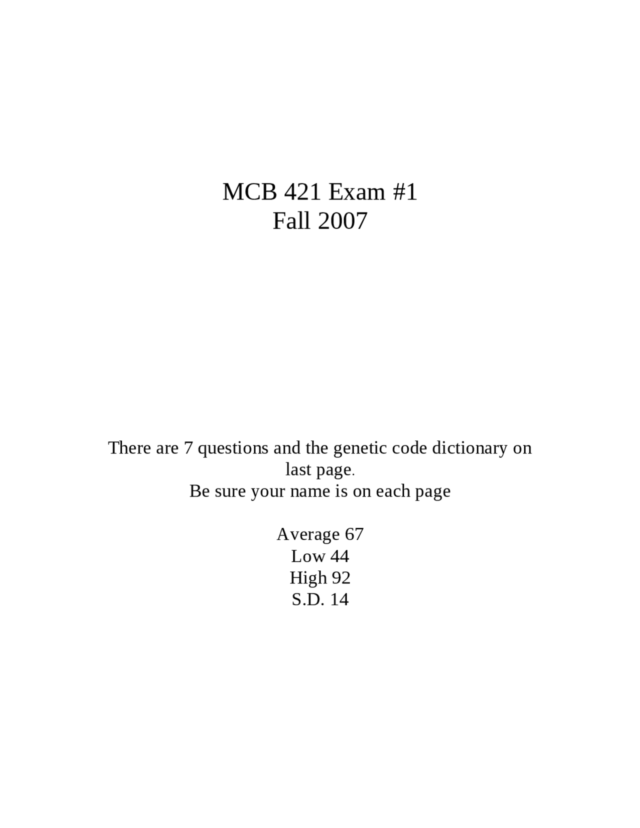 Exam 1 With Resolution Microbial Genetics Mcb 421 Docsity